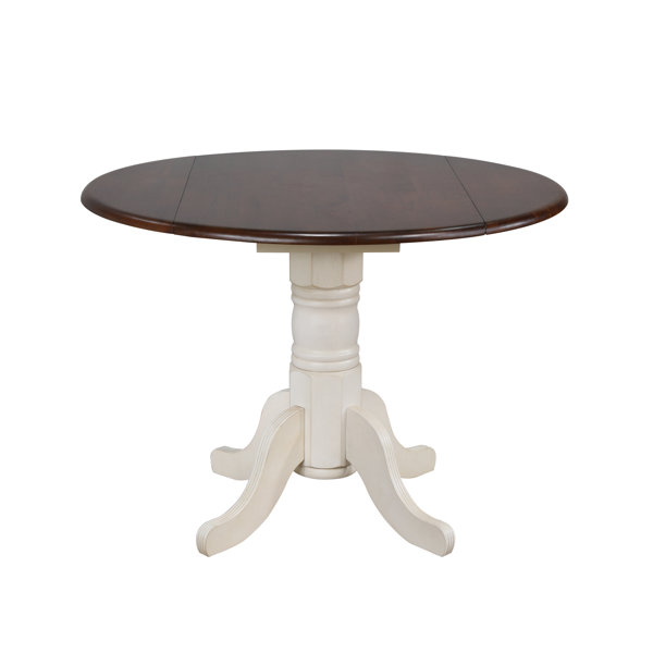 One Allium Way® Azizi Drop Leaf Rubberwood Solid Wood Pedestal Dining ...