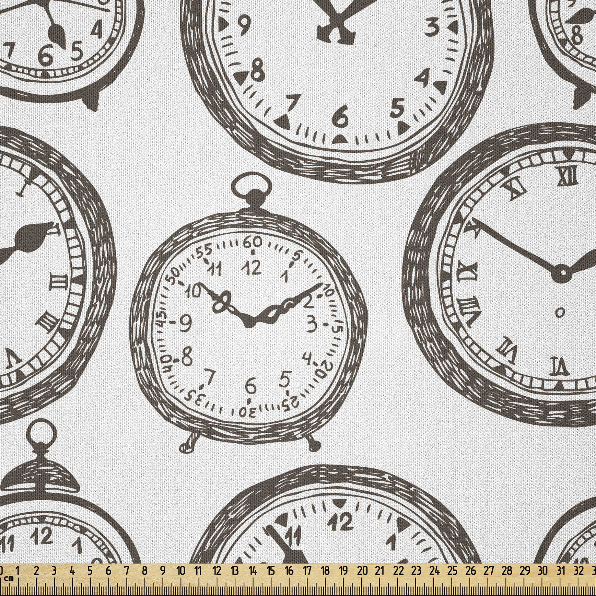 East Urban Home Clock Fabric By The Yard, Vintage Pocket Watch Numbers ...