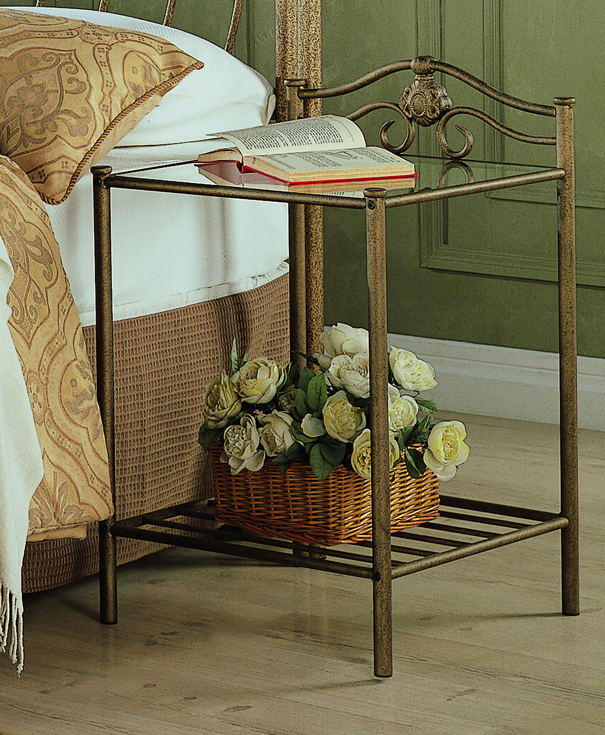 Lark Manor™ Sydney Metal 2-shelf Nightstand Antique Brushed Gold | Wayfair