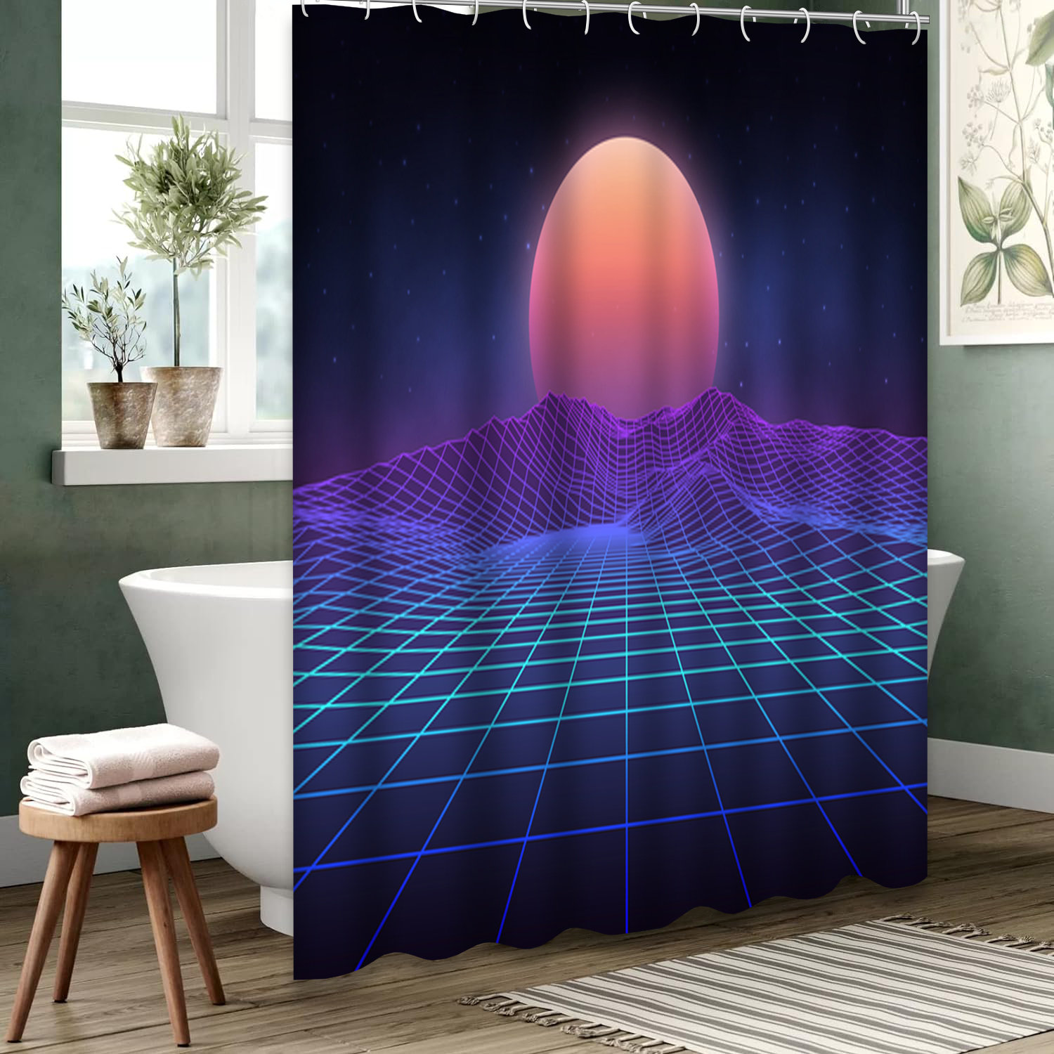 East Urban Home Sky Blue Light Waterproof Shower Curtain,Party Space ...