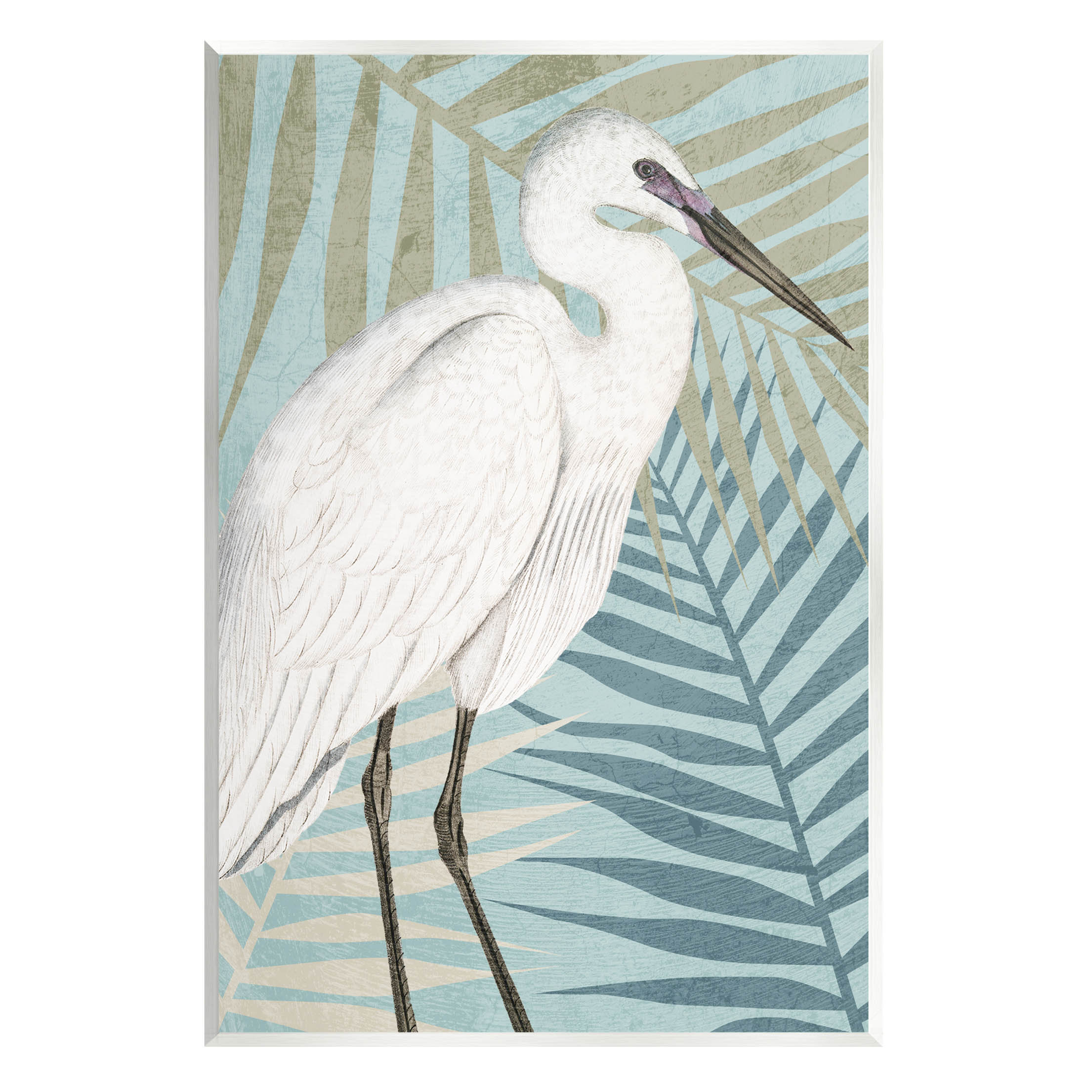Stupell Industries Tropical Egret Botanical Leaves Giclee Art By Kim ...