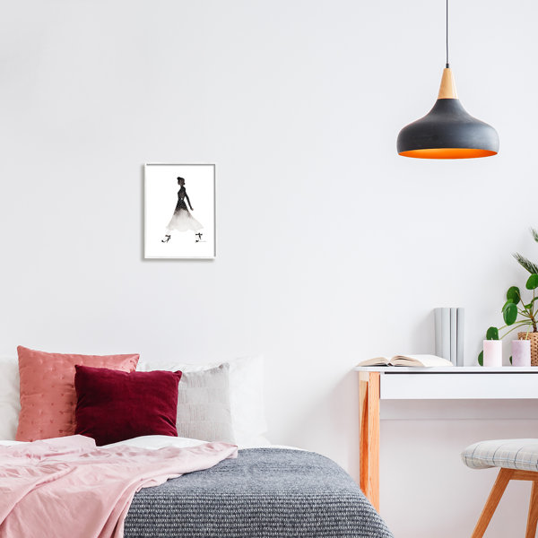 Stupell Industries Girl In Black Dress Framed On Wood by Simone Elum ...