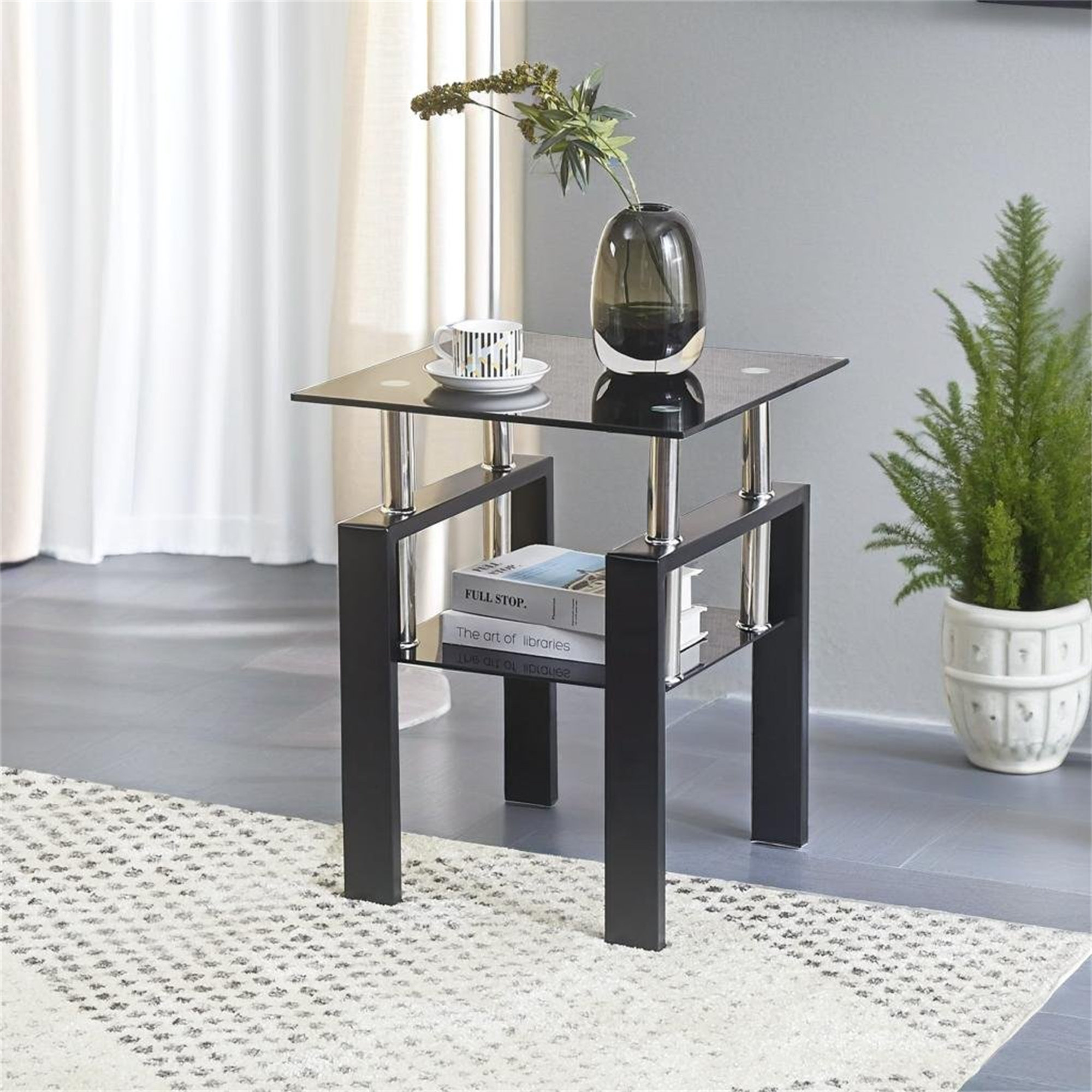 Latitude Run® Tempered Glass 2-layers End Table - Wayfair Canada