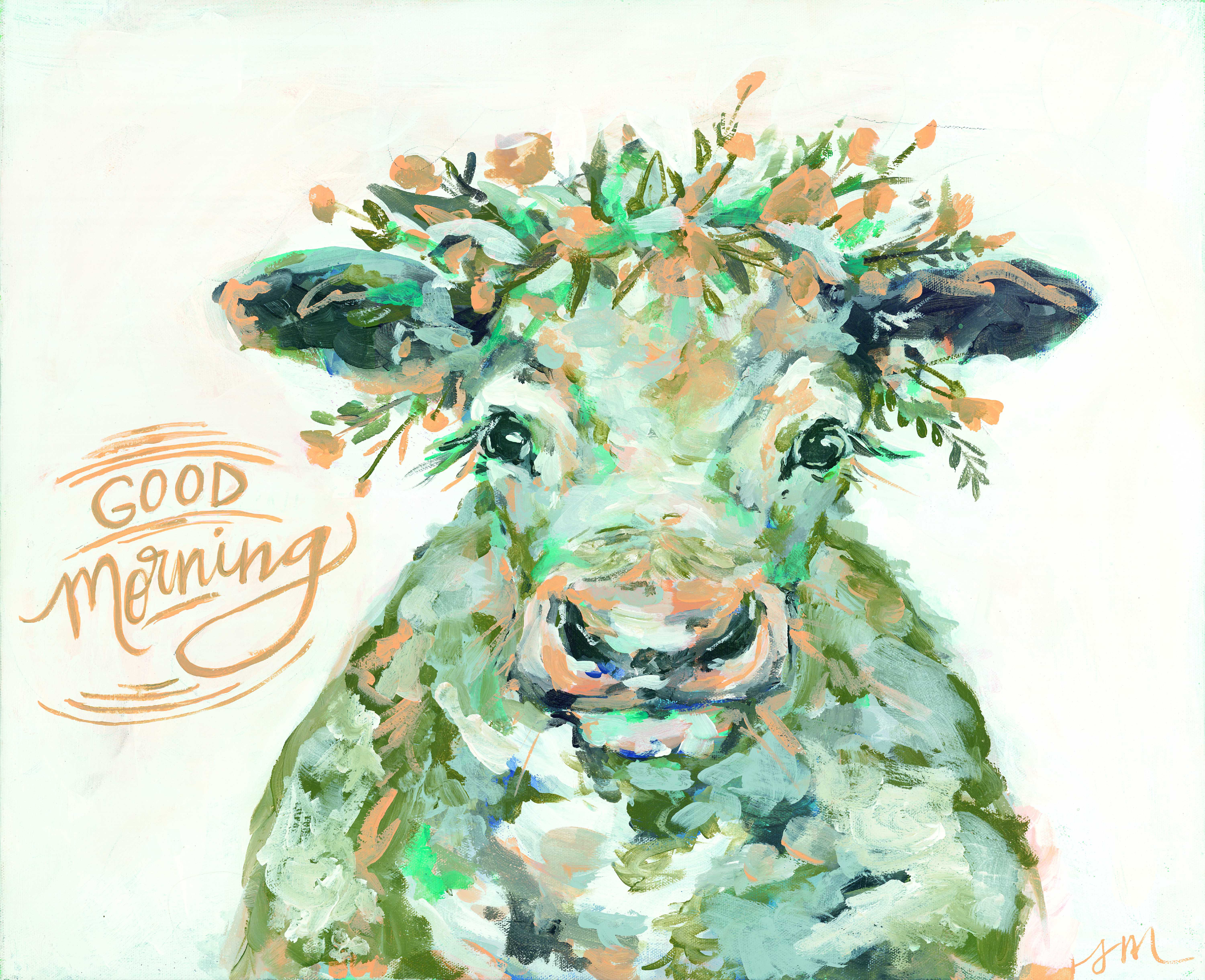 Trinx Good Morning Cow by Jessica Mingo - Wrapped Canvas Print | Wayfair