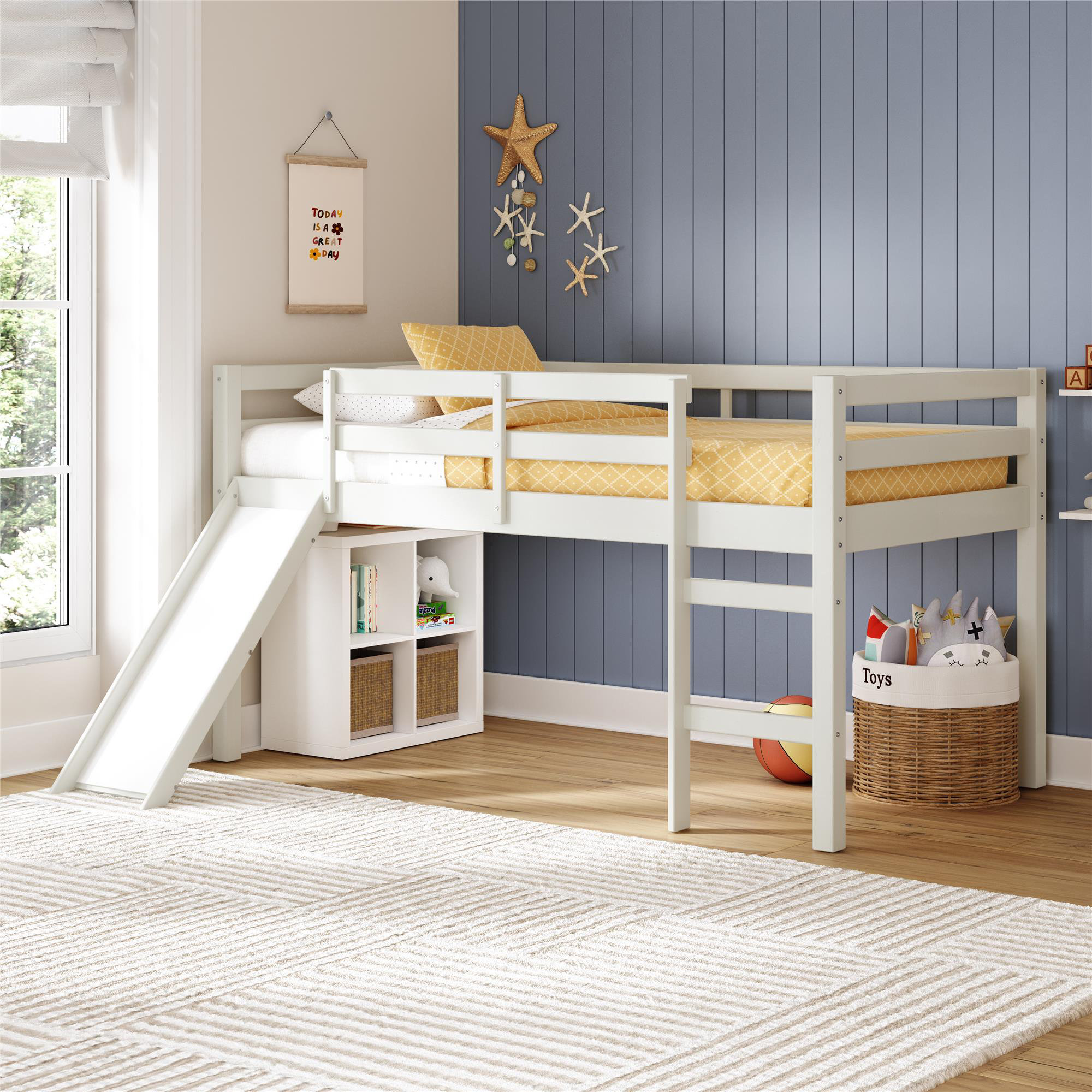 Harriet Bee Keyari Kids' Low Loft Bed with Slide, Twin & Reviews ...