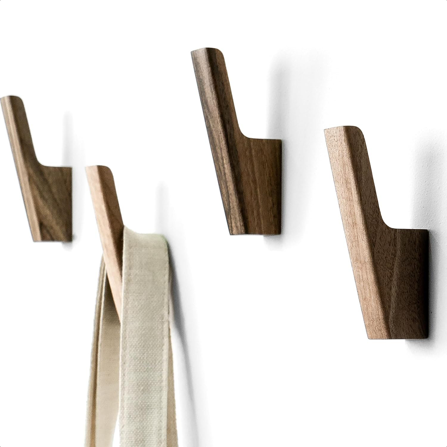 Gracie Oaks Wall Hooks - Set Of 4 - Dark Walnut Or Light Ash Wood Coat ...