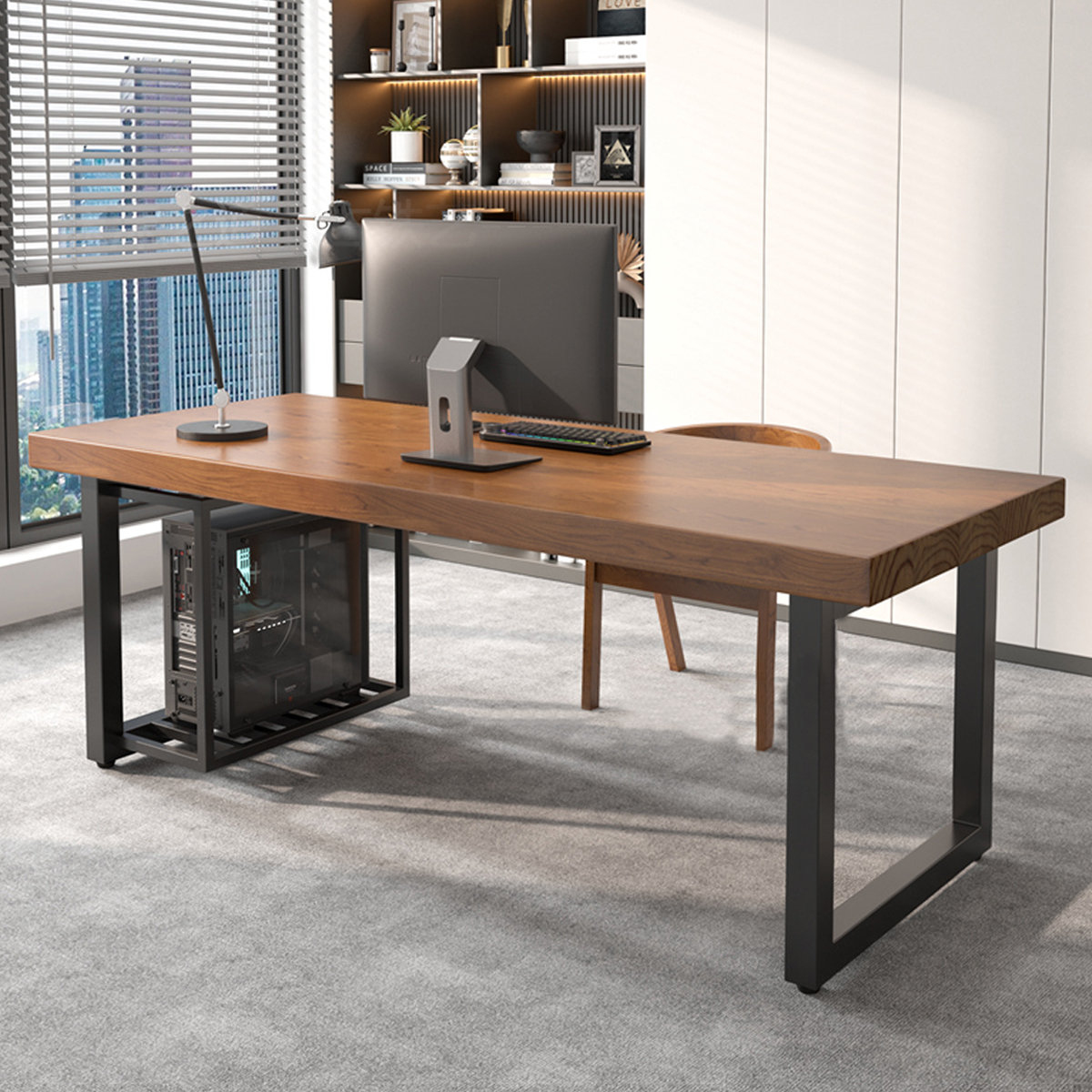 17 Stories 62.99" Nut-Brown Rectangular Solid Wood desks - Wayfair Canada