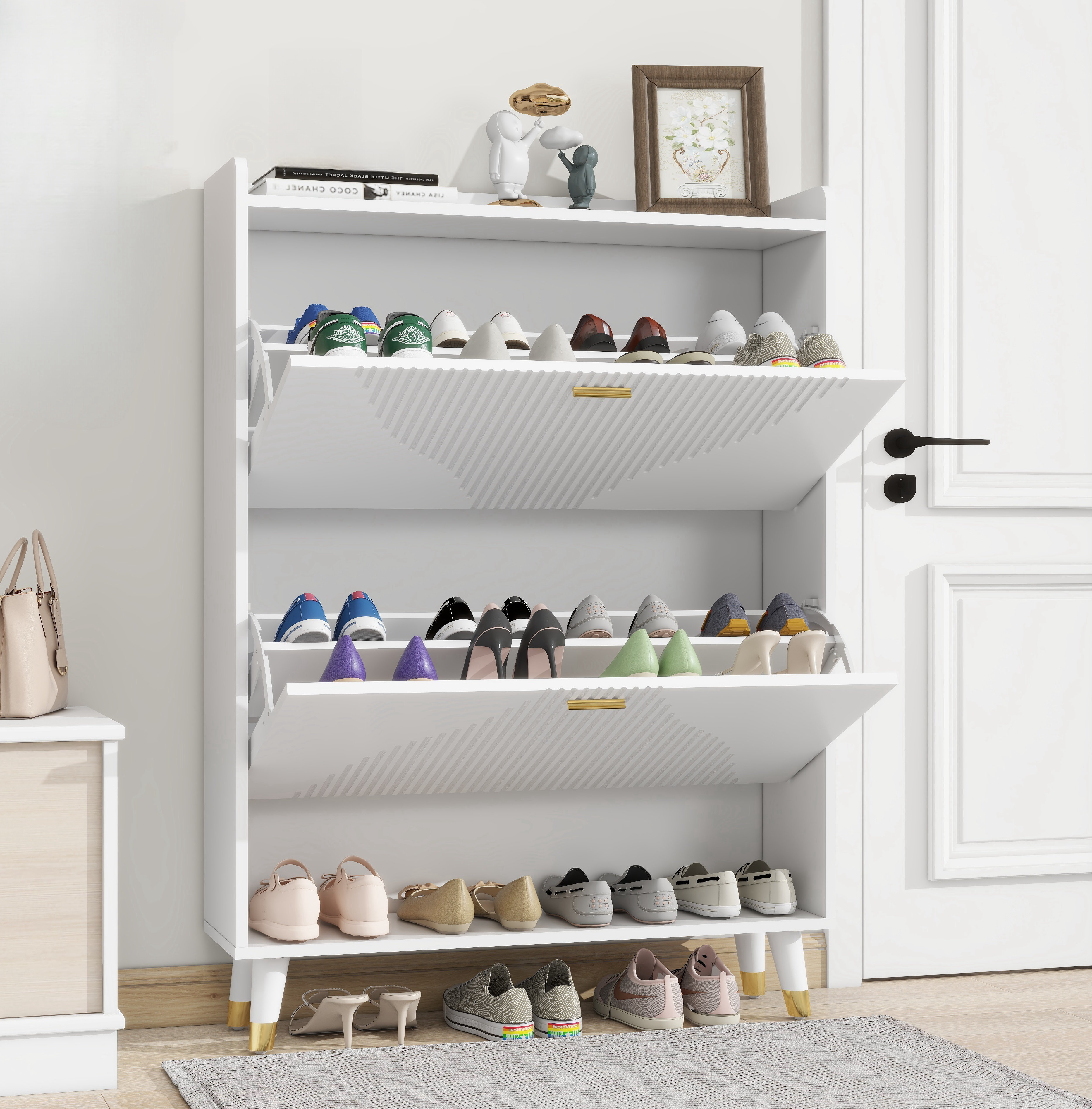 Ivy Bronx 33"w Shoe Cabinet Organizer, Shoe Storage Boxes, 2drawer ...