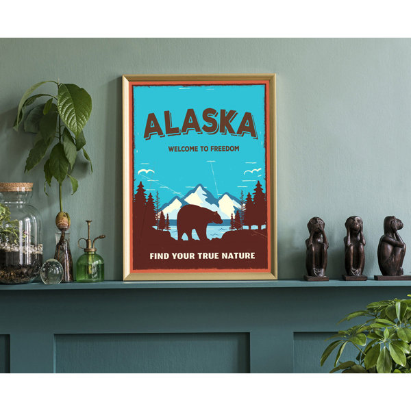 Trinx Alaska Retro Style State Travel Poster, Vintage Unframed Print ...