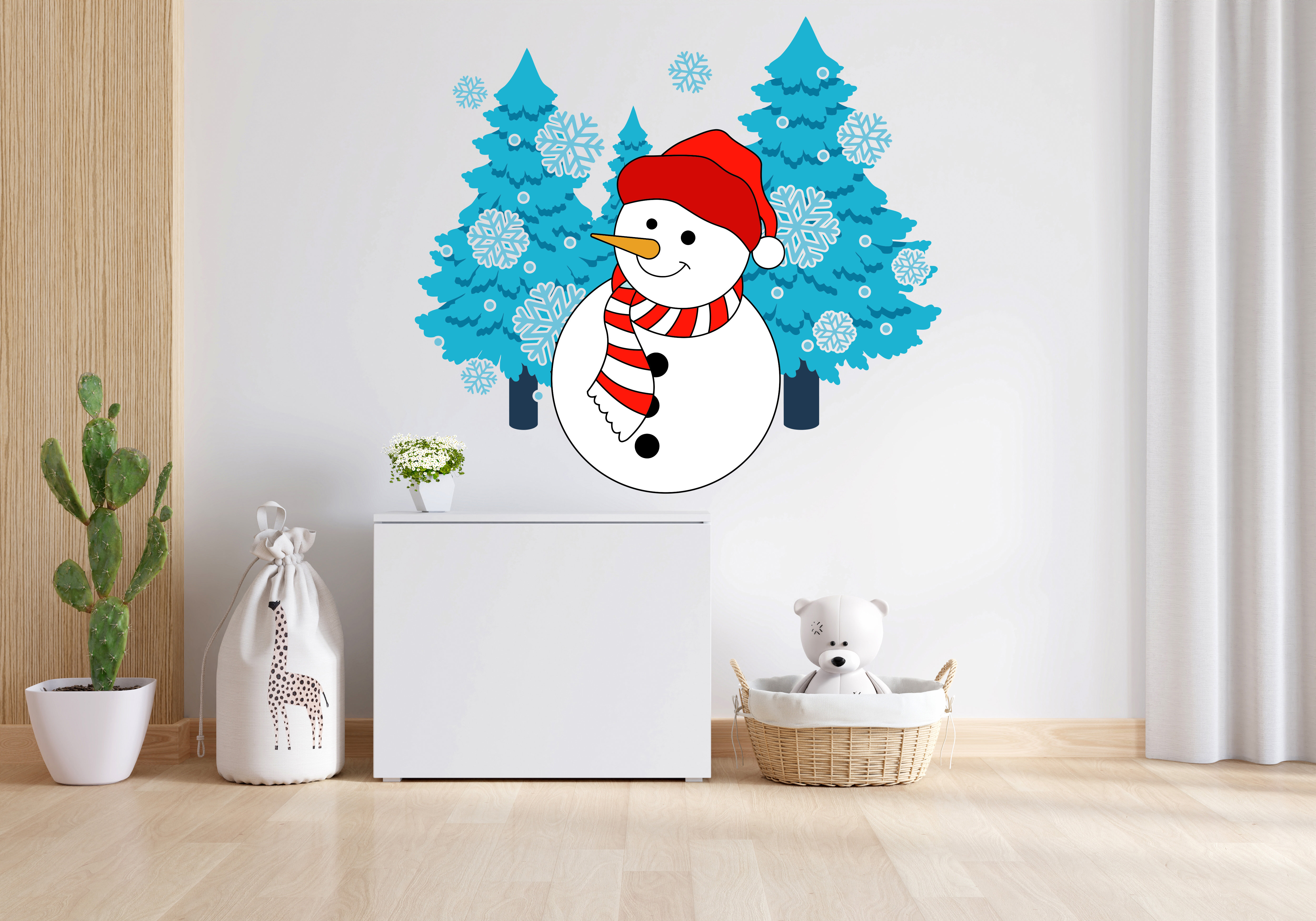 The Holiday Aisle® Snowman Winter Tree Christmas Wall Decal - Christmas ...