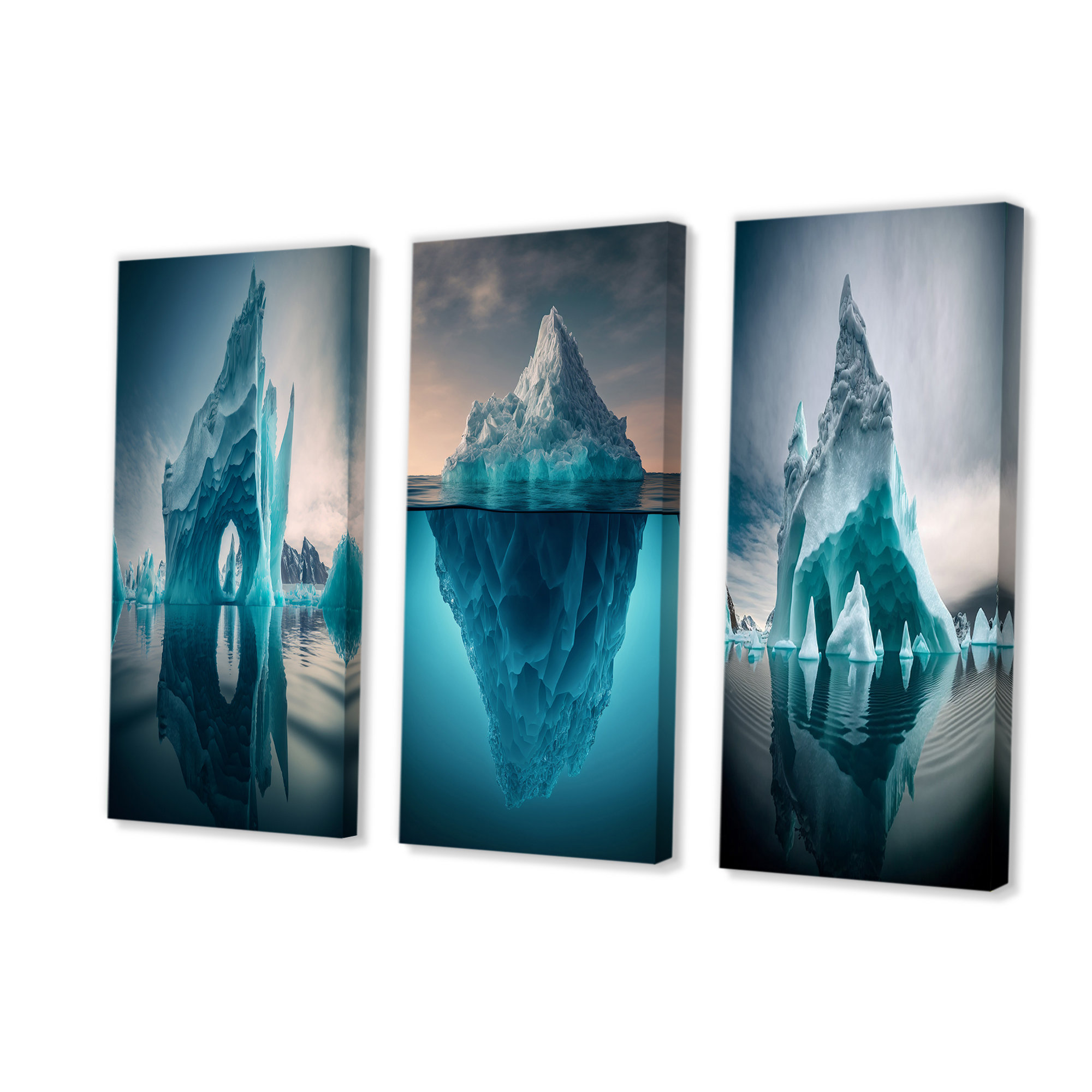 Dovecove North Atlantic Blue And White Iceberg II - 3 Piece Wrapped ...