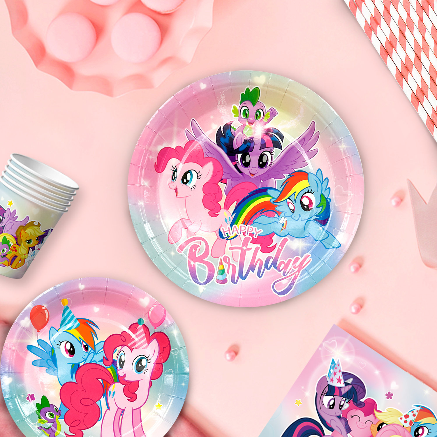 Lumcrajems My Little Pony Birthday Party Supplies, 144 Pcs My Little ...