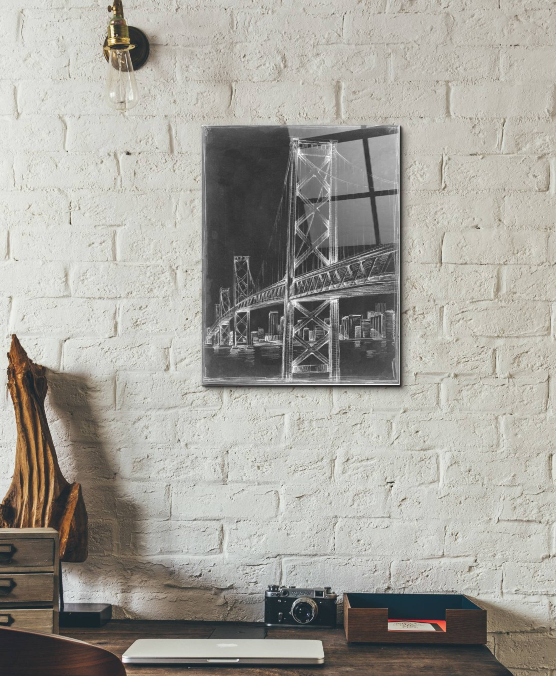 Trinx 'Suspension Bridge Blueprint I' By Ethan Harper Acrylic Glass ...