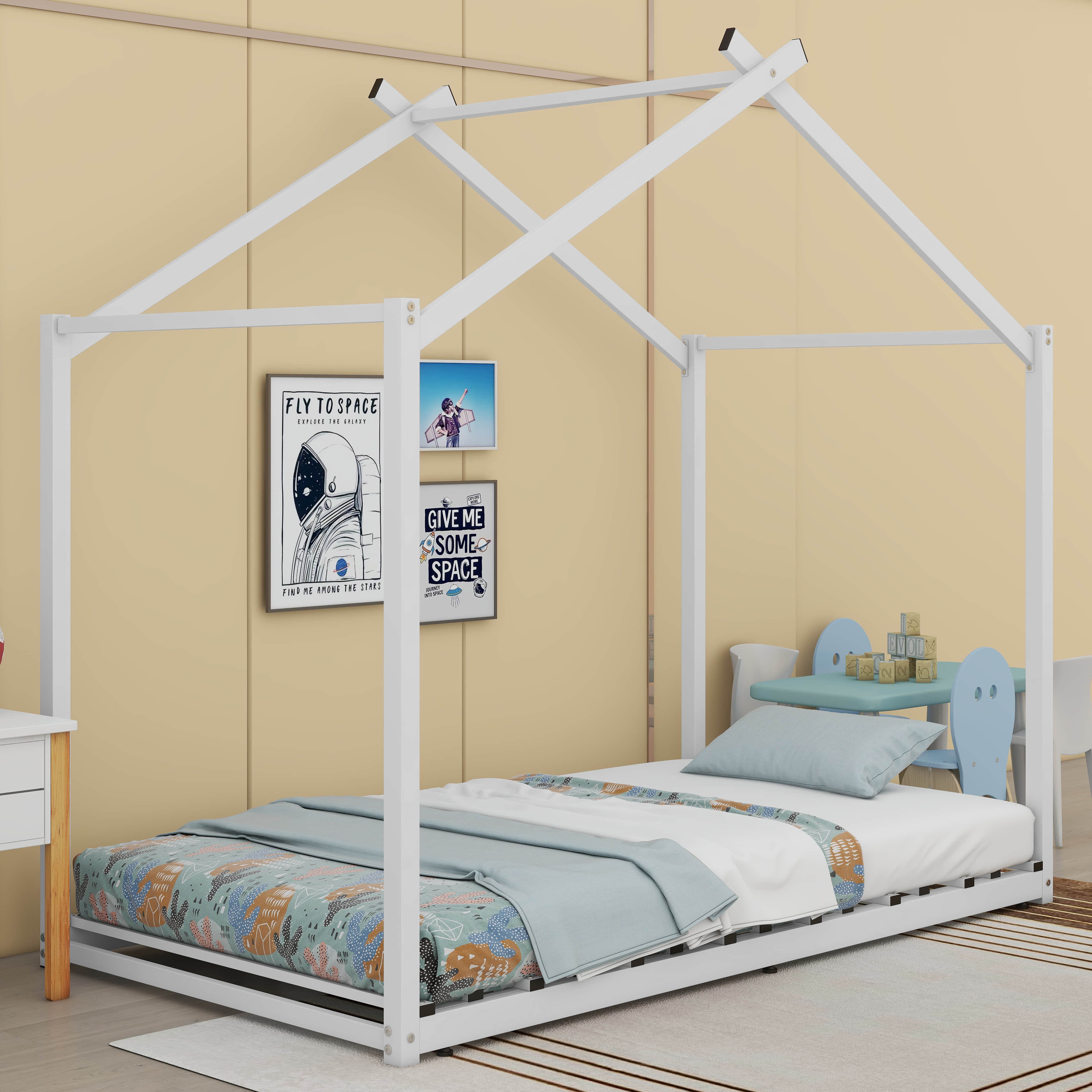 Harper Orchard Ahyan Metal Twin Size House Platform Bed With Trundle ...