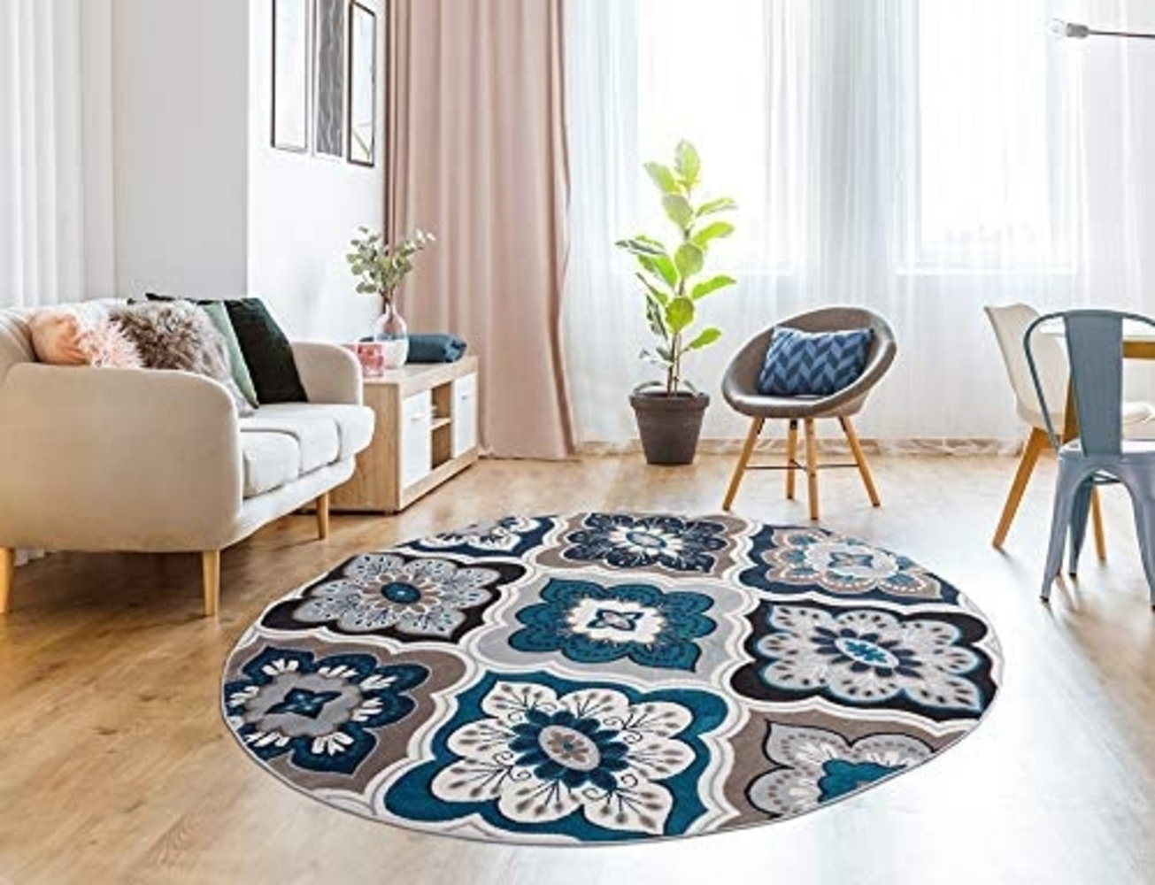 Lark Manor™ Baskett Floral Blue/Brown/Ivory Area Rug & Reviews | Wayfair