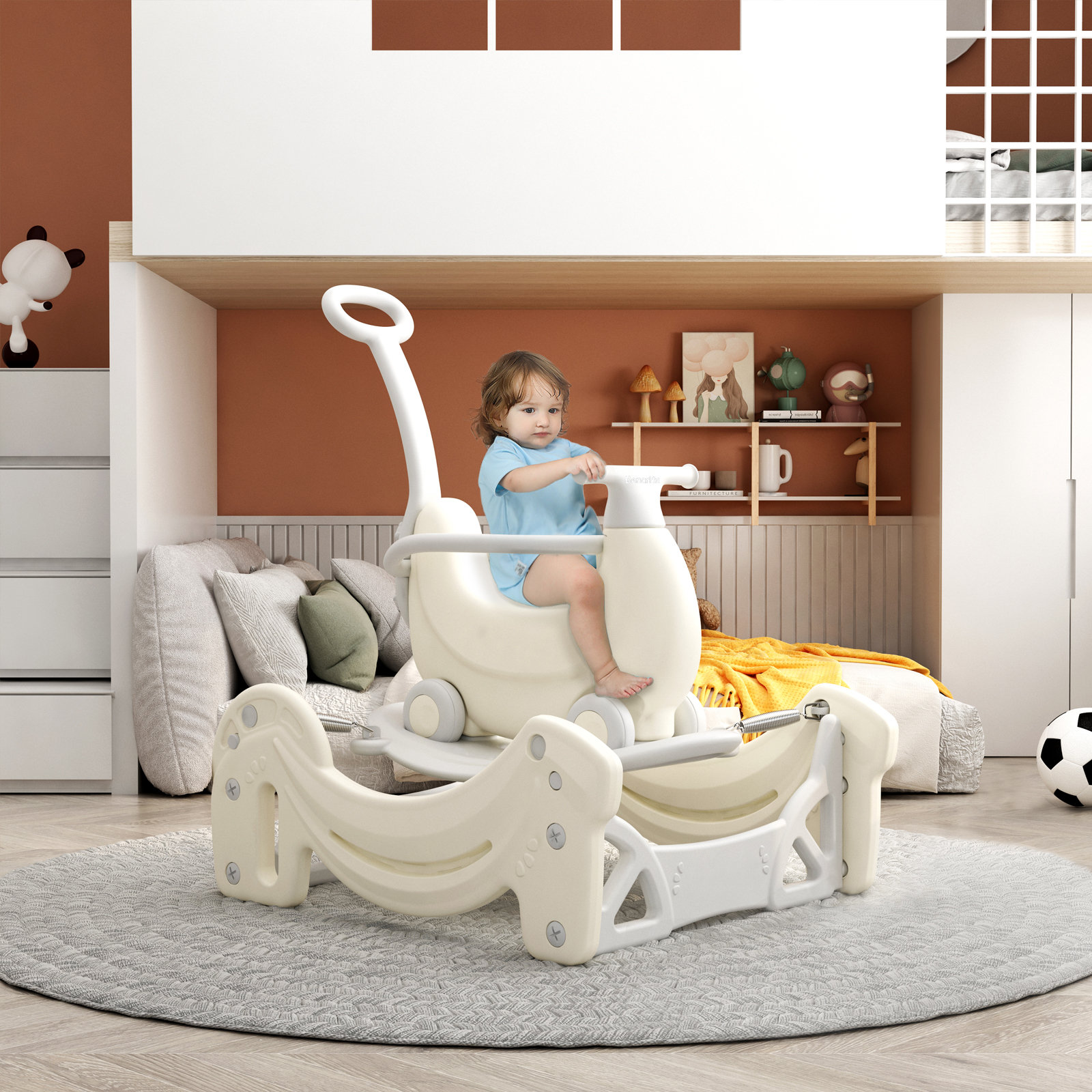 Zoomie Kids Aldonija Multifunctional Rocking Horse Balance Bike Ride ...