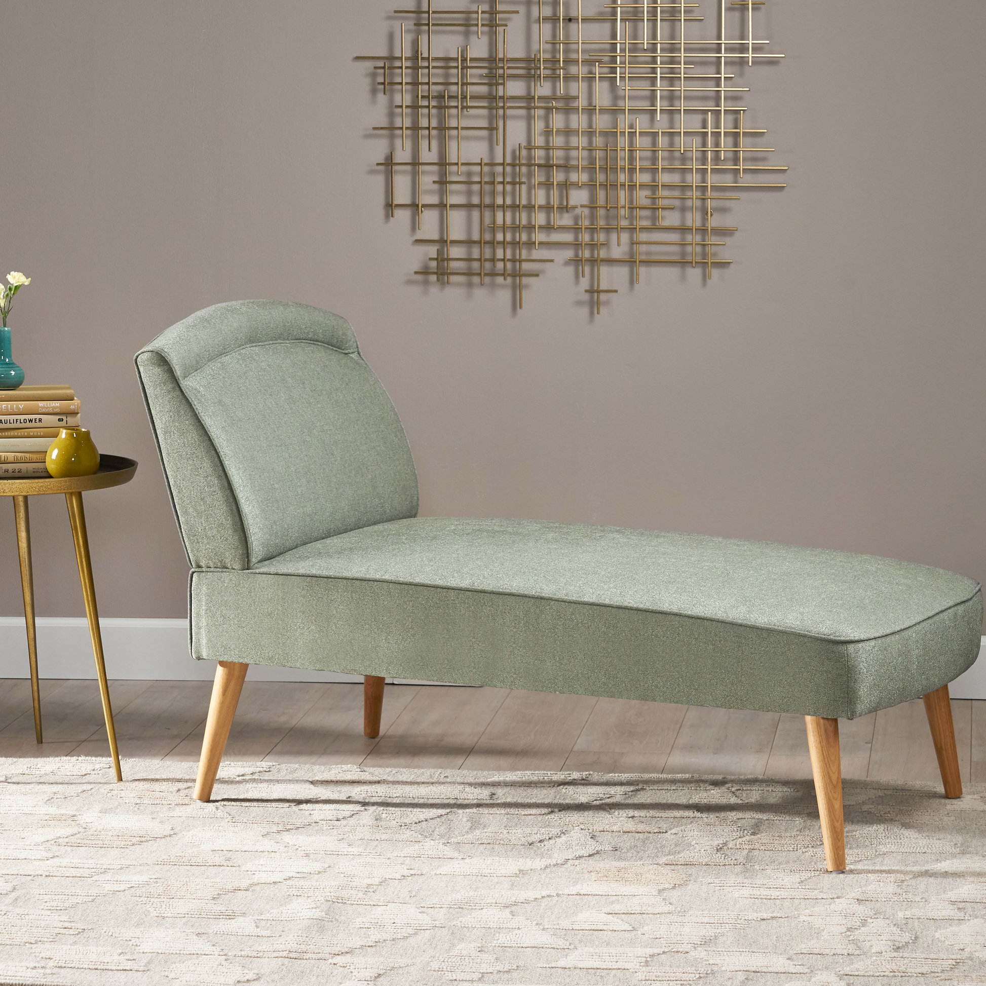 George Oliver Cozy Chaise Lounge In Slate Back And Reliable Wood Frame ...