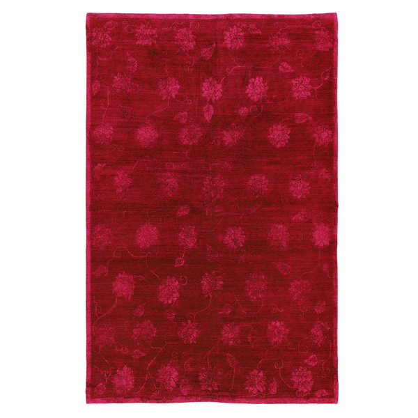 Tufenkian Core Floral Hand-Knotted Wool/Silk Red Area Rug | Wayfair