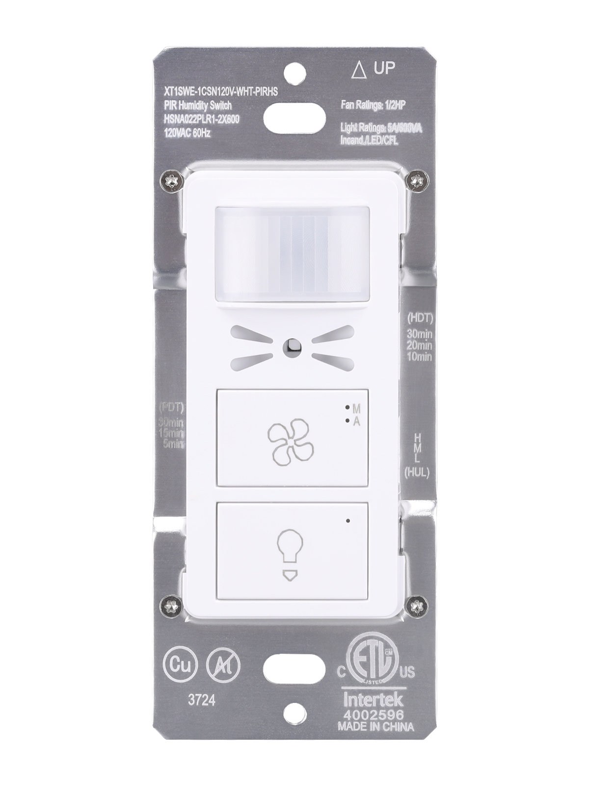 TORCHSTAR Fan Light Switch With Humidity Sensor + Pir Motion Sensor ...