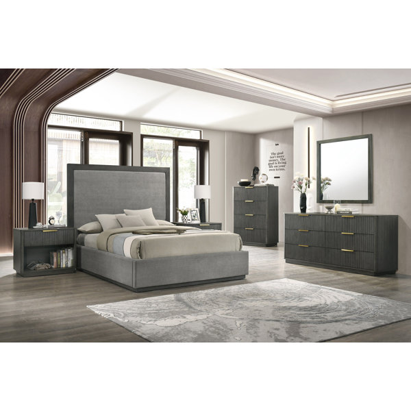 VIG Furniture Santa Barbara + Santa Monica - Modern Grey Fabric + Grey ...