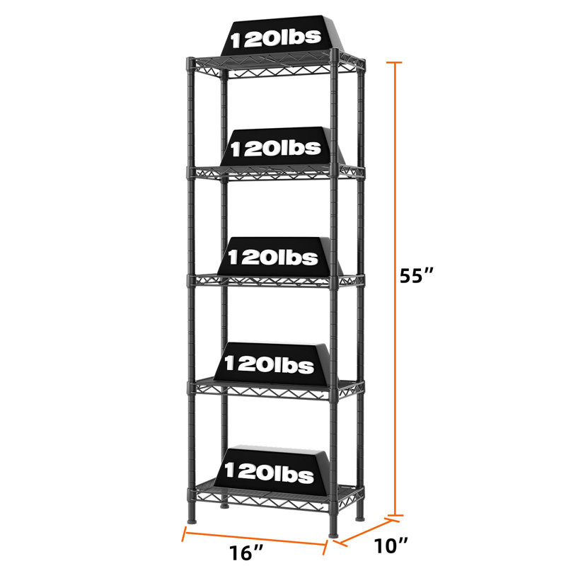 Ebern Designs 5-Tier Adjustable Wire Shelving Storage Rack | Wayfair