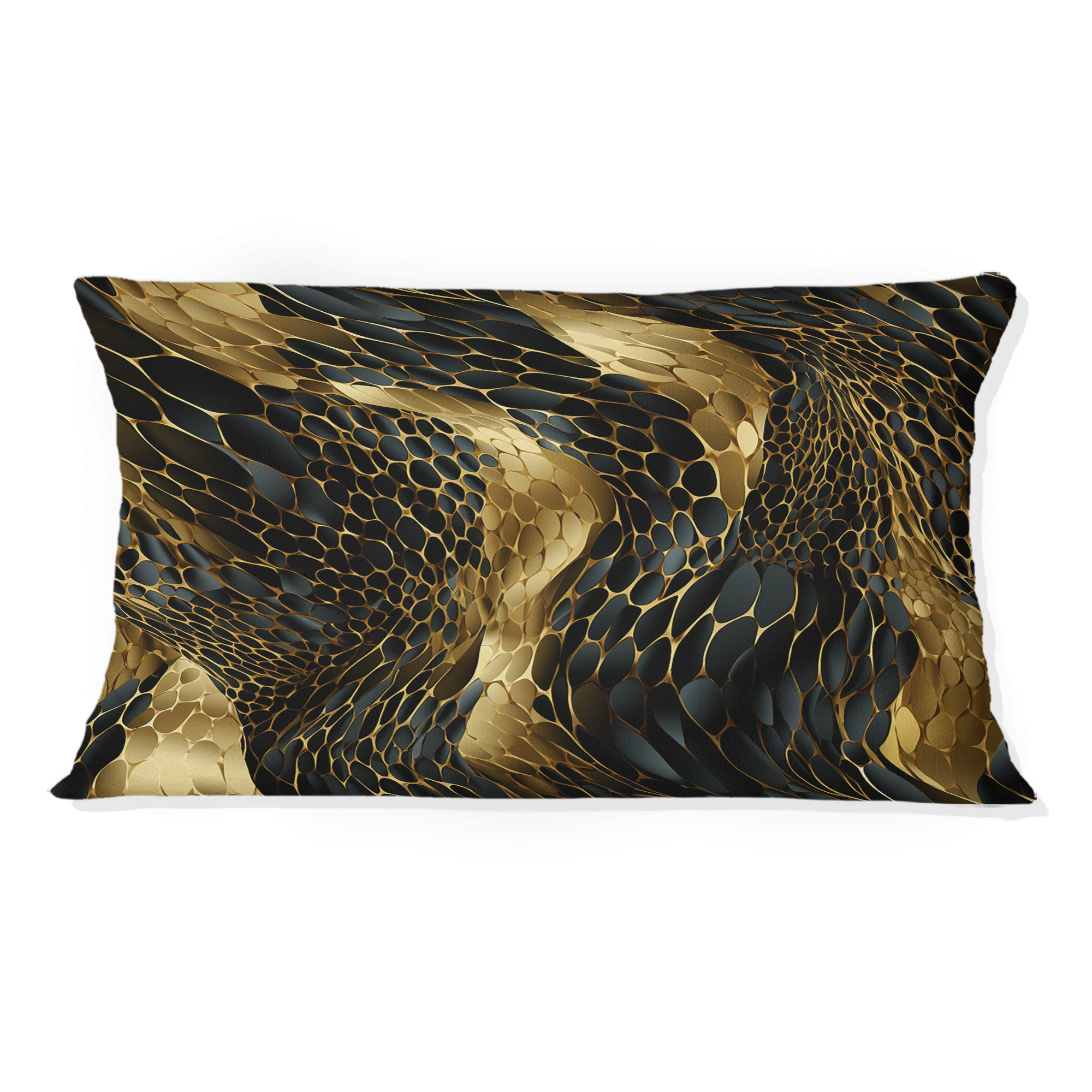 Design Art Gilded Opulence In Black & Gold - Throw PillowAbstract Coral ...