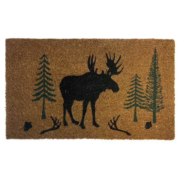 Foundry Select Simreet Woodland Forest Moose Lodge Cabin Décor Coir 30 ...
