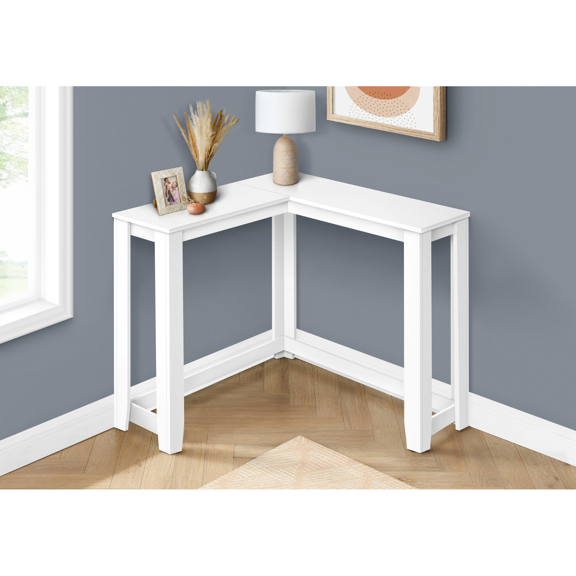 Winston Porter White Laminate Entryway Accent Table, Narrow Corner Console For Living Room ...