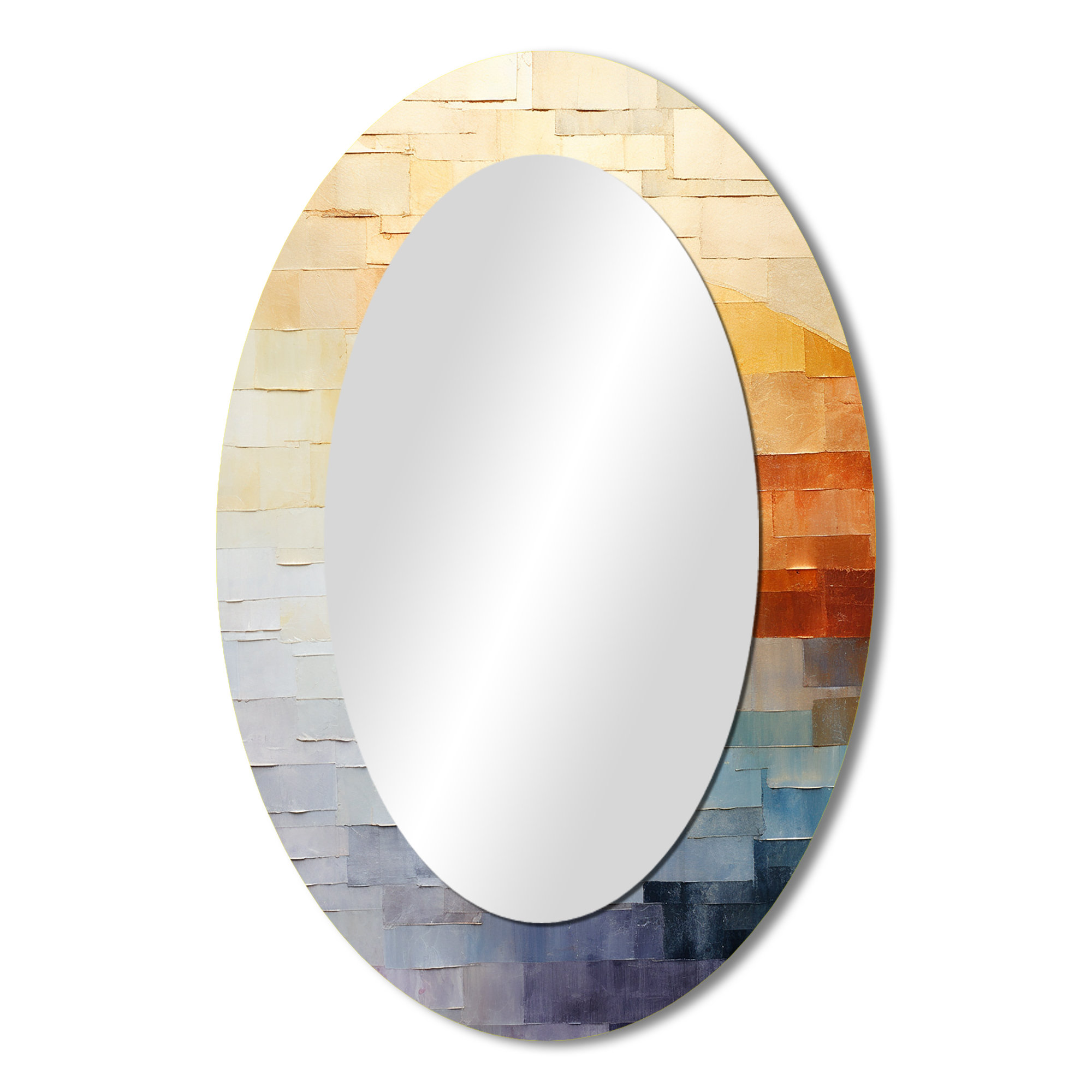 Dakota Fields Minimalism Colors In Harmony - Landscapes Oval Decorative Mirror On Metal | Wayfair