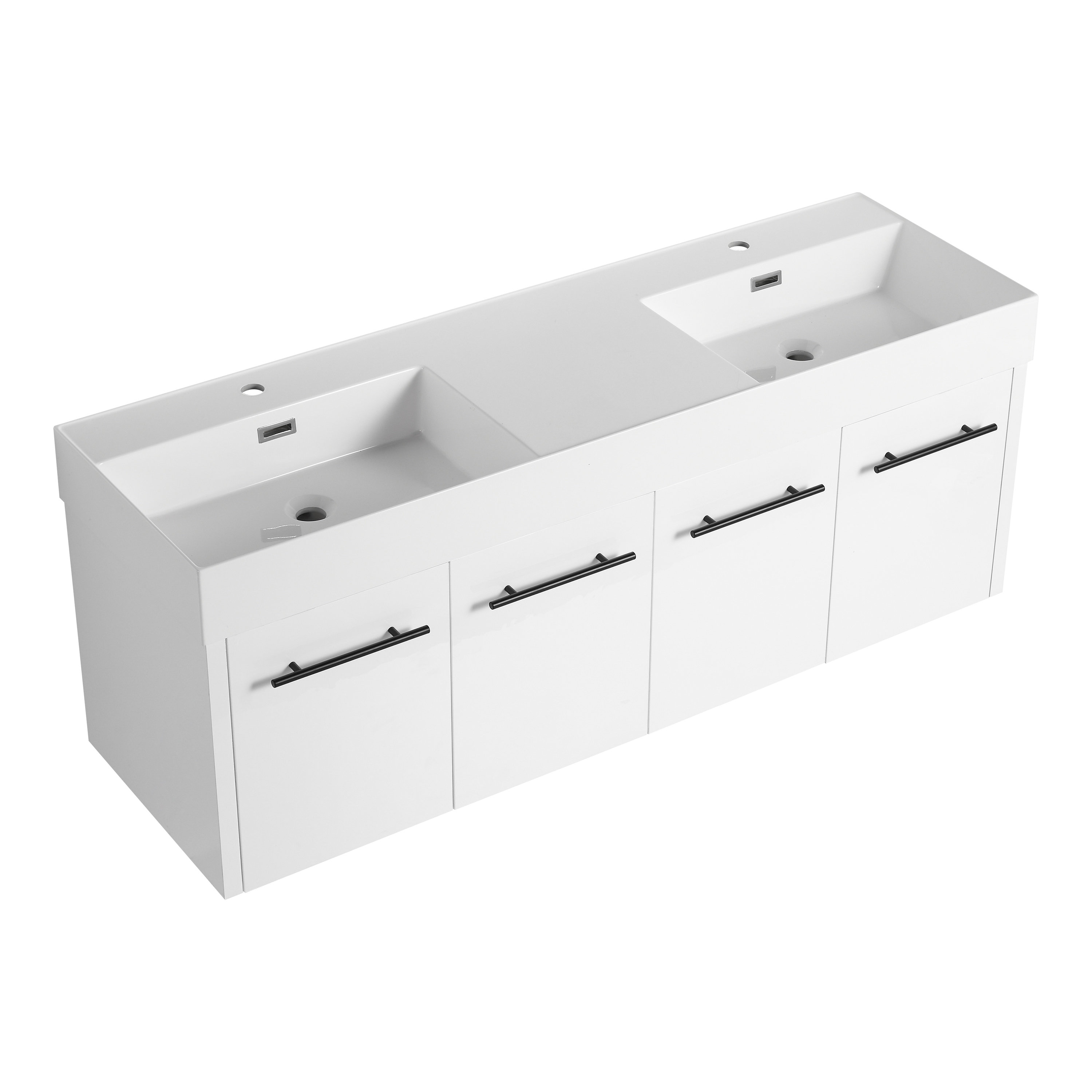 Latitude Run® 60-Inch Wall-Mounted Bathroom Vanity With Thick Edged ...