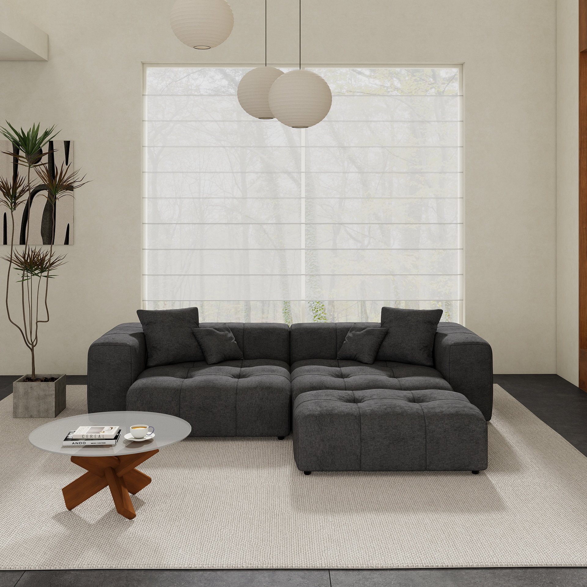 Latitude Run® Kay Crumley 3-Piece Upholstered Boneless Modern Linen ...
