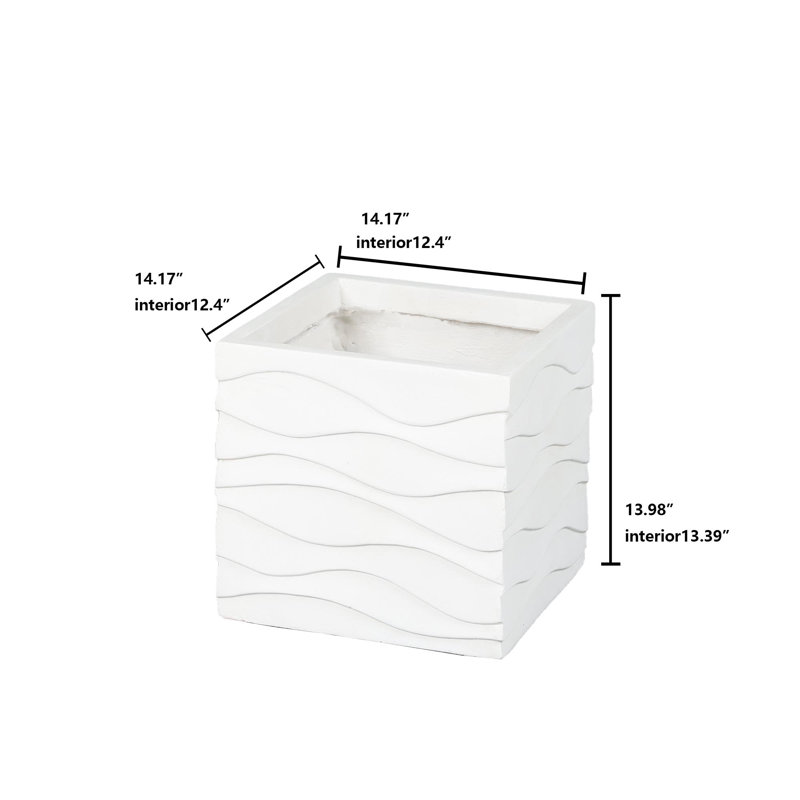 Ivy Bronx Handmade White Wavy Pot Planter Box "& Reviews" | Wayfair