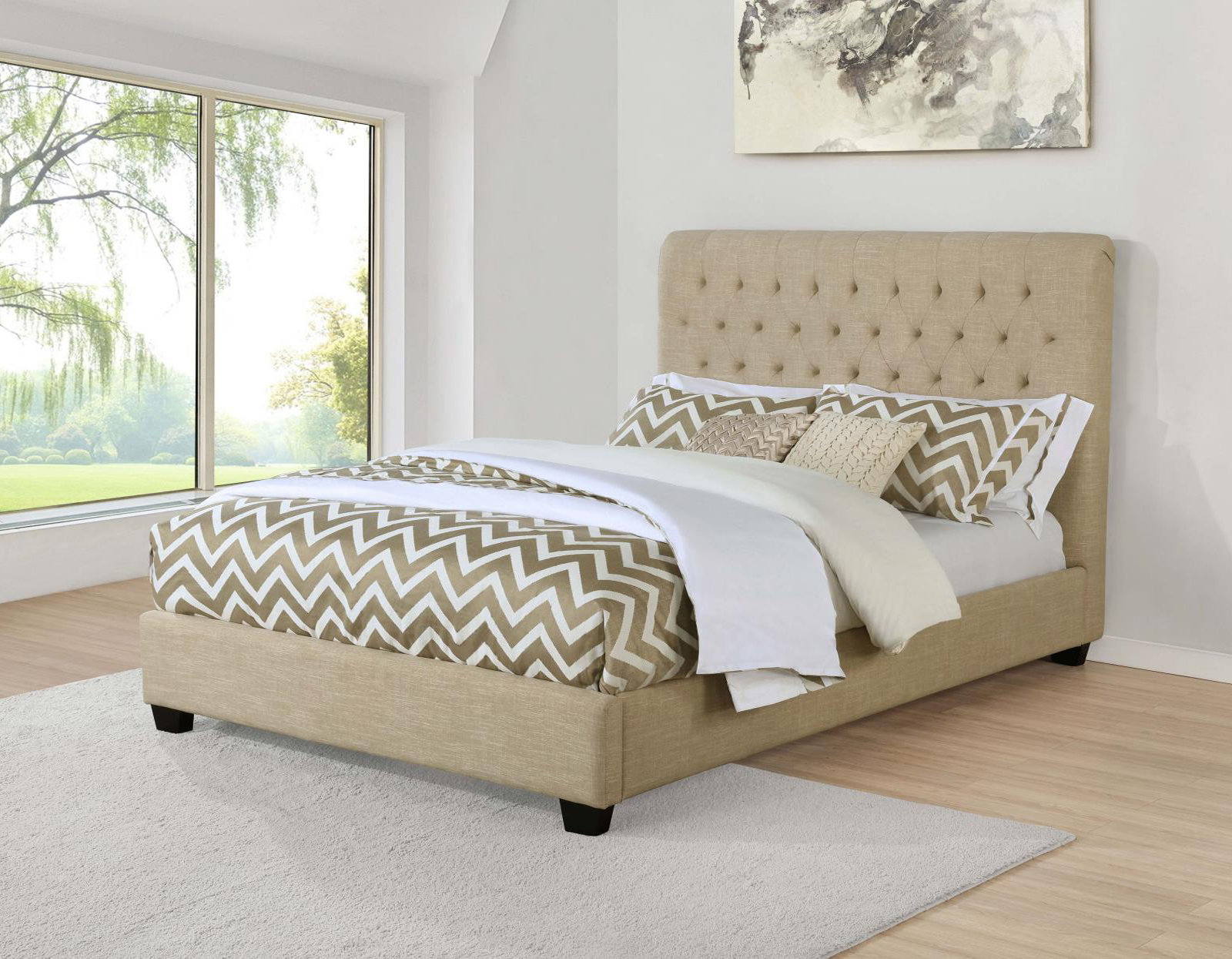 Red Barrel Studio® Haslip Upholstered Standard Bed in Tan | Wayfair