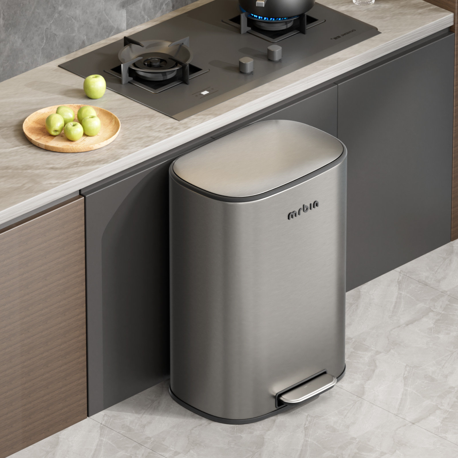 mrbin Stainless Steel Kitchen Trash Can, Commercial Step Garbage bin ...