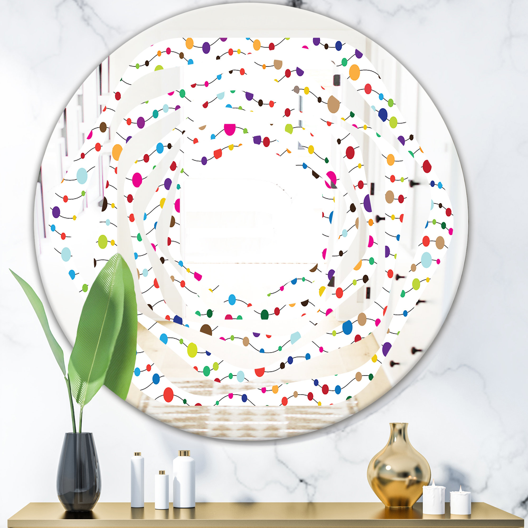 East Urban Home Whirl Waves of Polka Dots Modern Frameless Wall Mirror ...