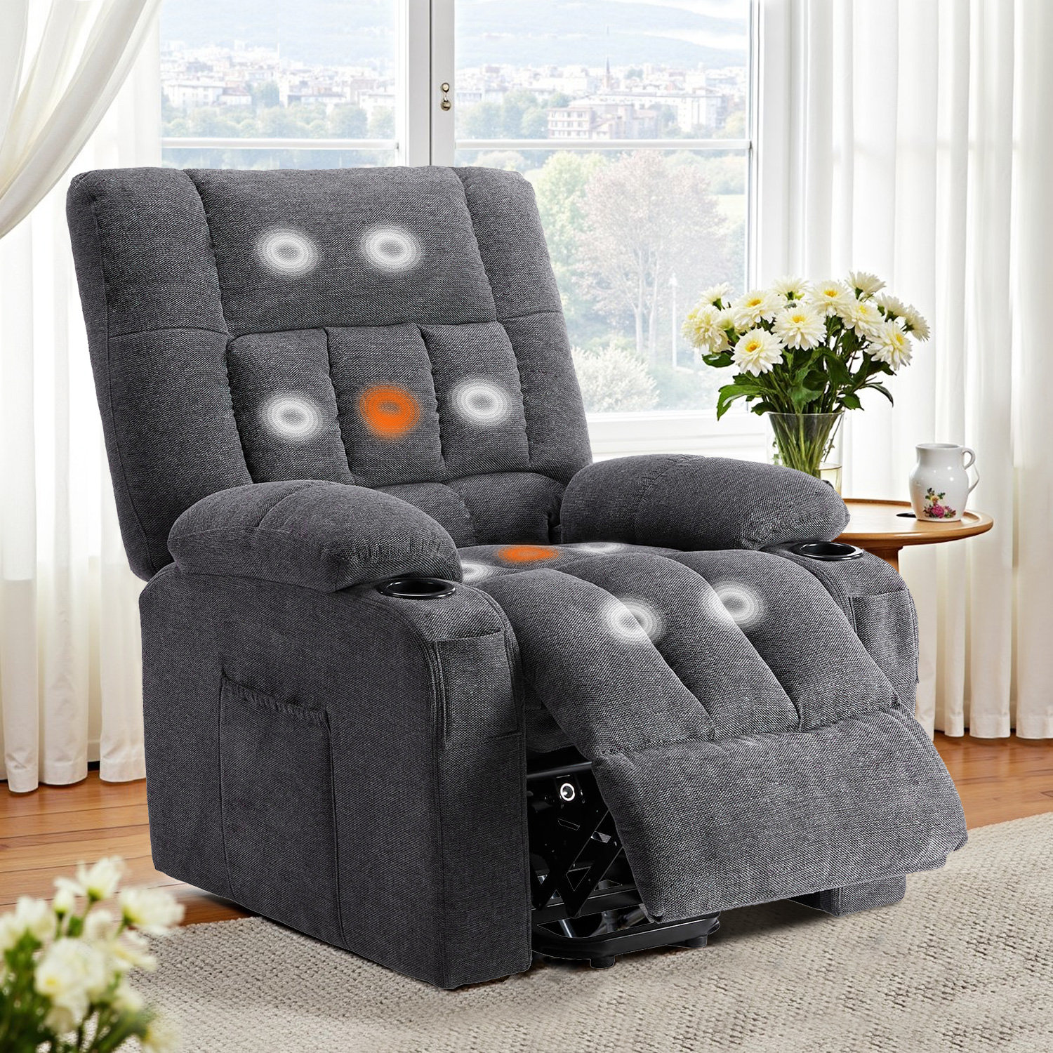 Ebern Designs Recliner Chair With Vibrating Massage And Heating, Home ...