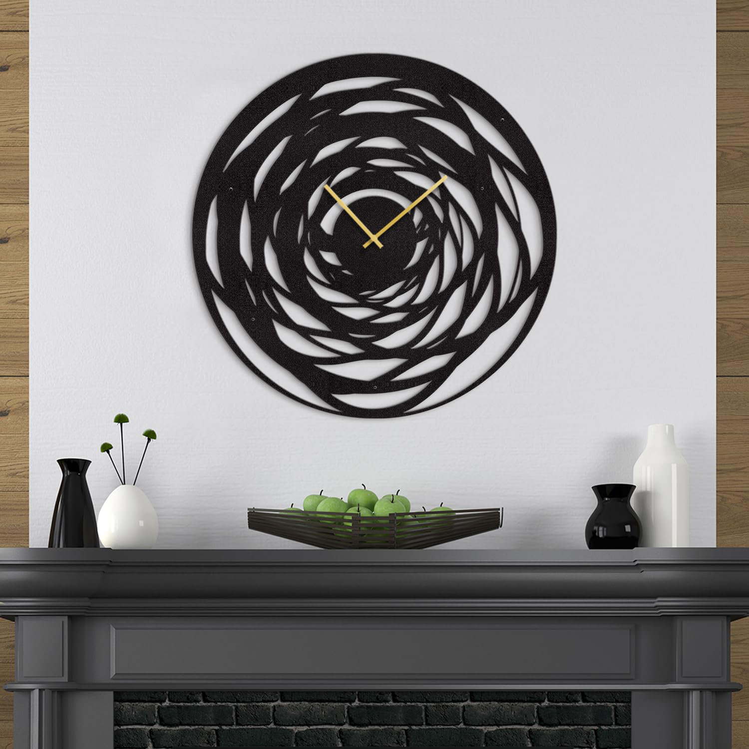 SIGNLEADER Large Metal Wall Clock Abstract Spiral Vortex Wall Sculpture ...