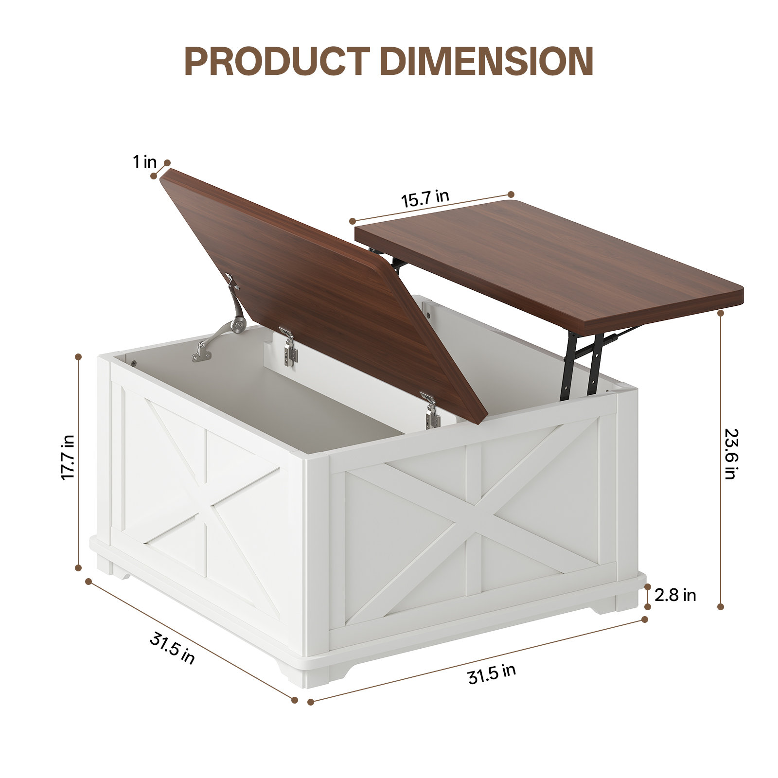 Gracie Oaks Farmhouse Coffee Table With Hydraulic Lifter, Square Coffee ...