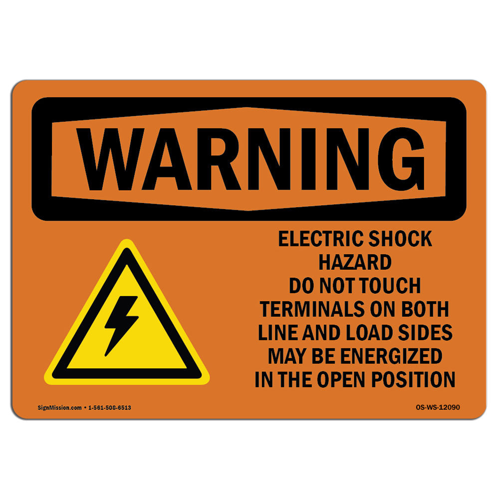SignMission Osha Warning Sign - Electric Shock Hazard Do Not With ...