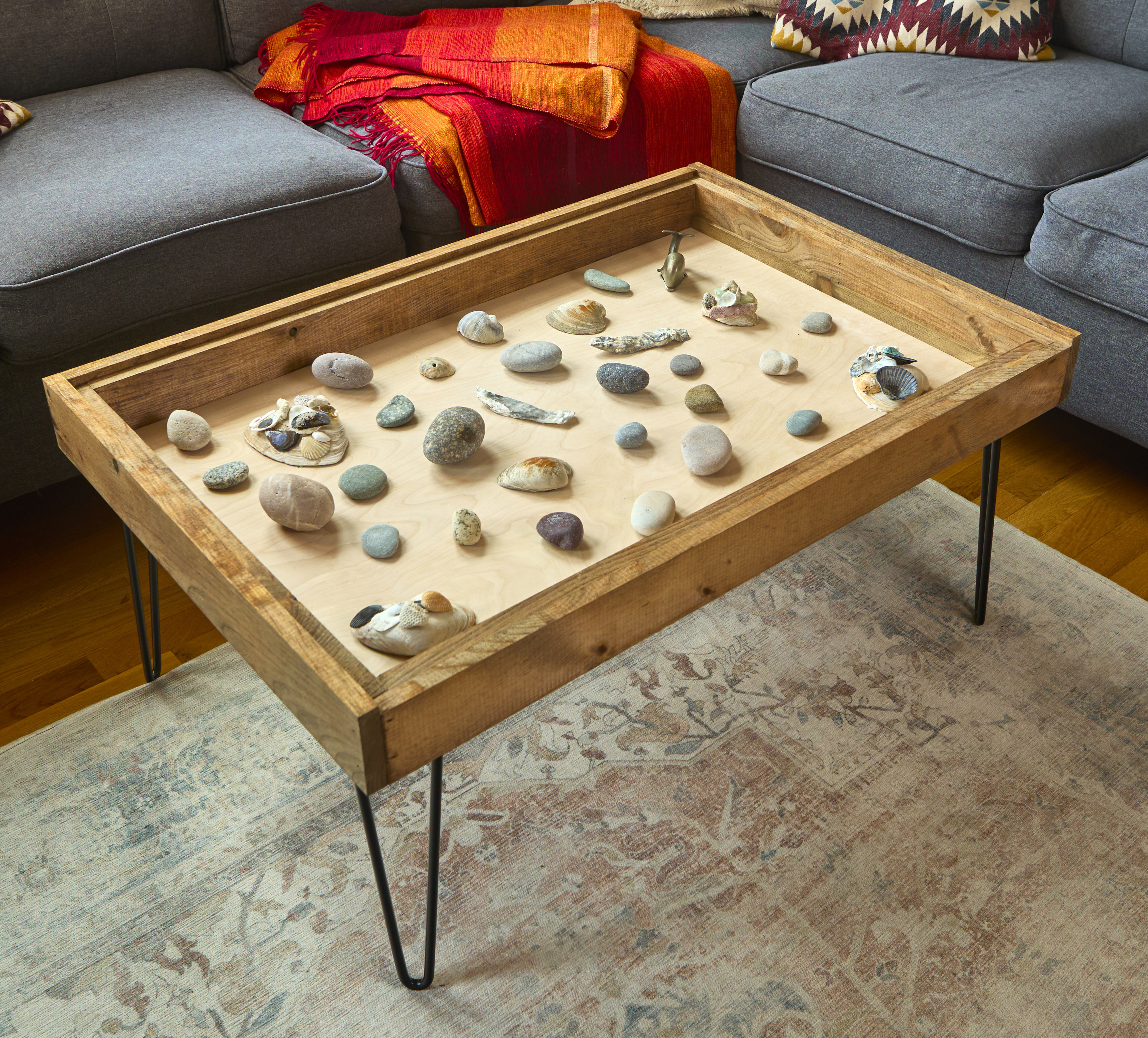 Millwood Pines 25x37" Rustic Display Table With Removable Glass Top ...