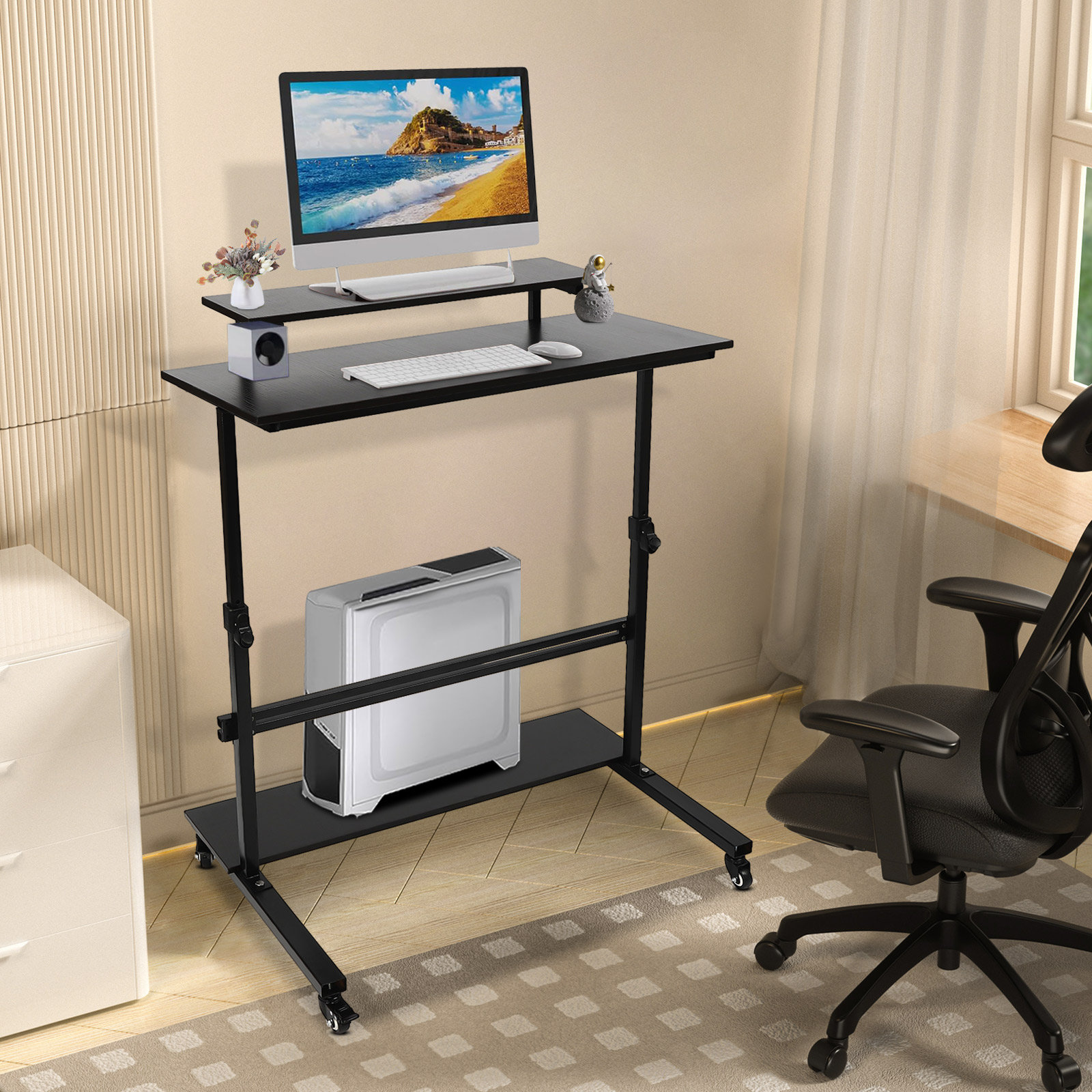 Inbox Zero Lepeska 38.18'' W Height Adjustable Standing Computer Desk ...