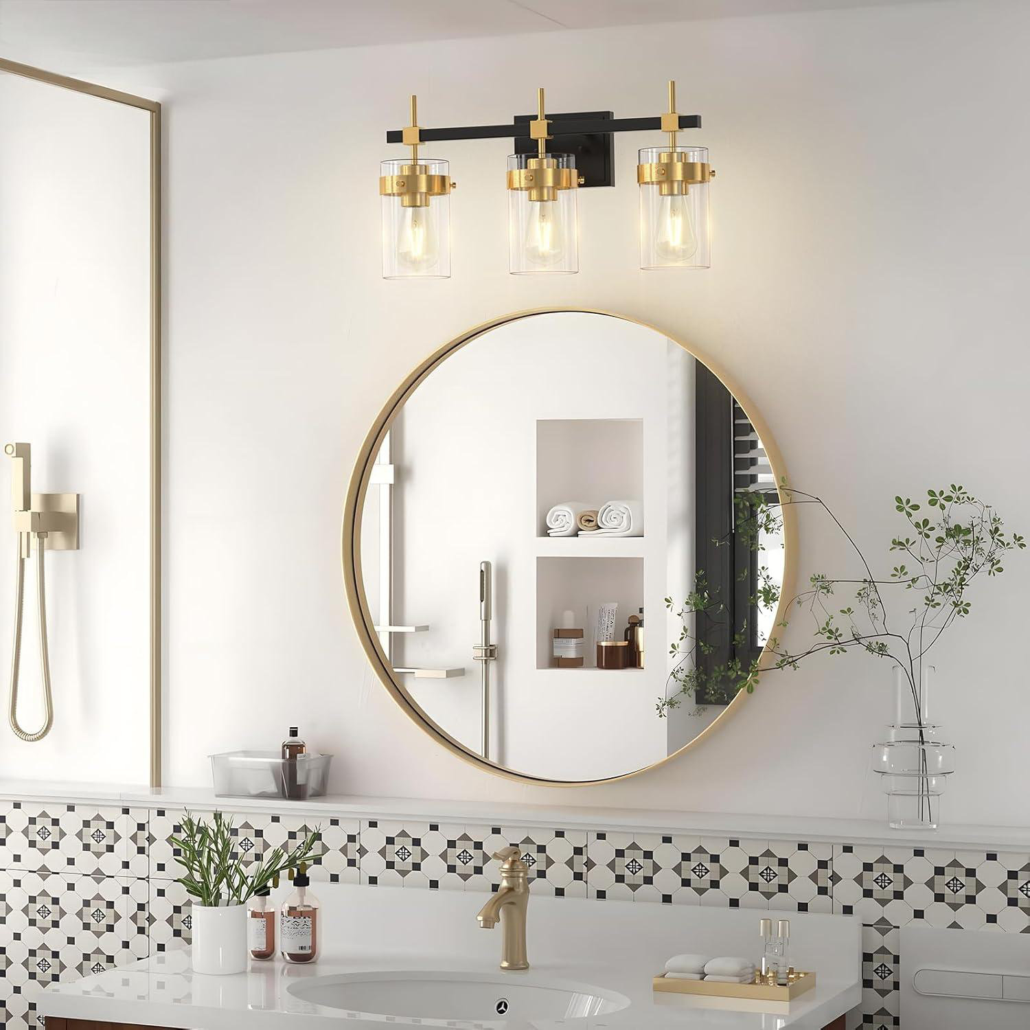 Everly Quinn Vintage Vanity Lights for Bathroom, Black and Bronze Light ...
