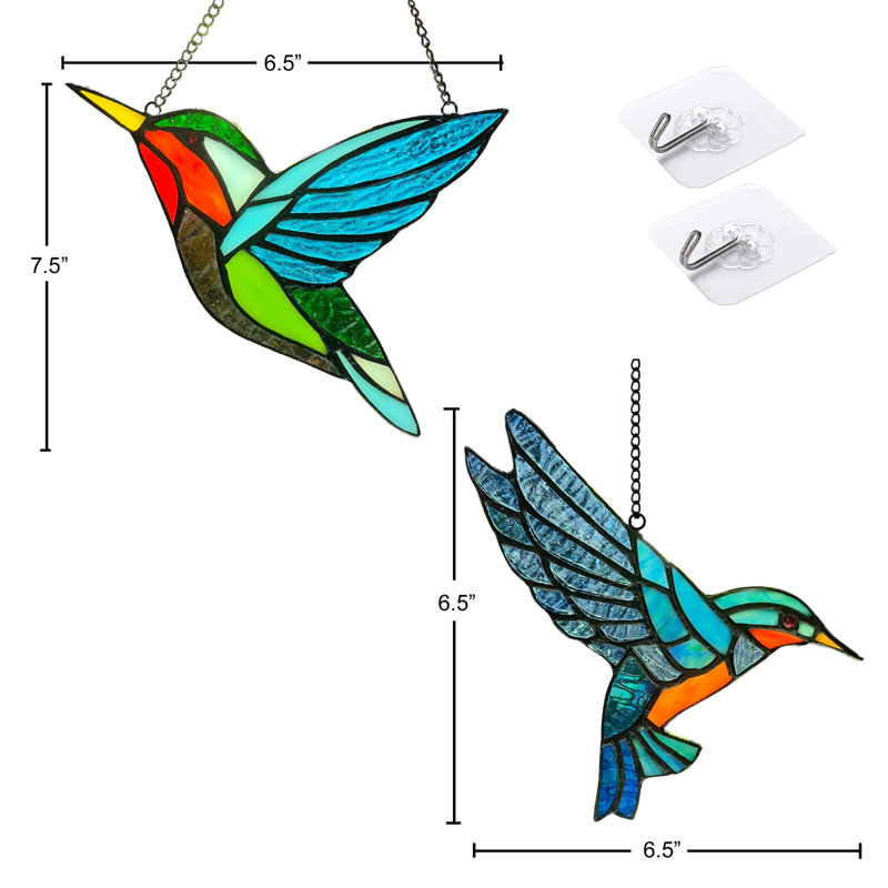 Lark Manor™ 2 Pack Hummingbird Stained Glass Birds Window Hangings ...