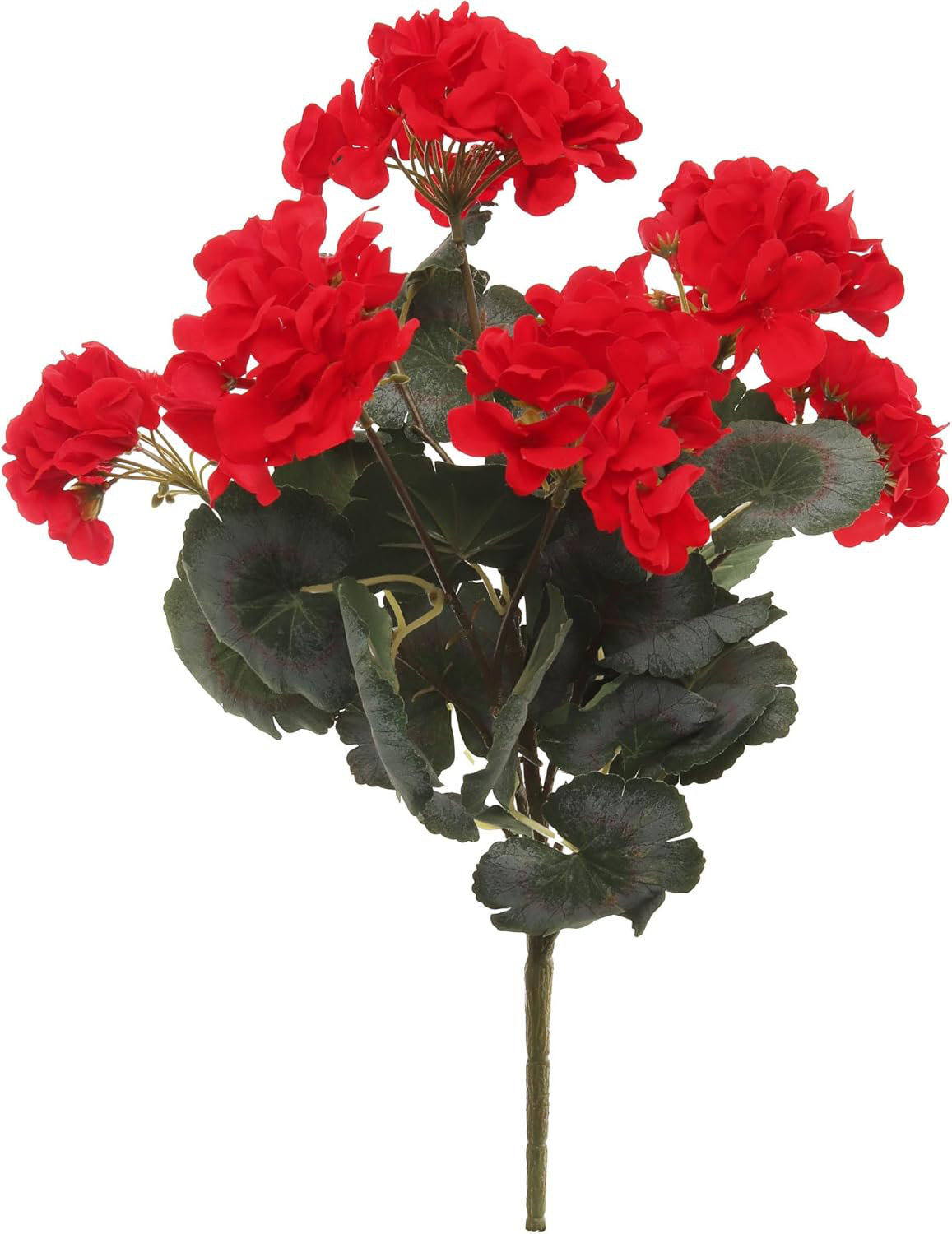 Primrue 18" Real Touch Vibrant Red Geranium Bush With 7 Fronds ...