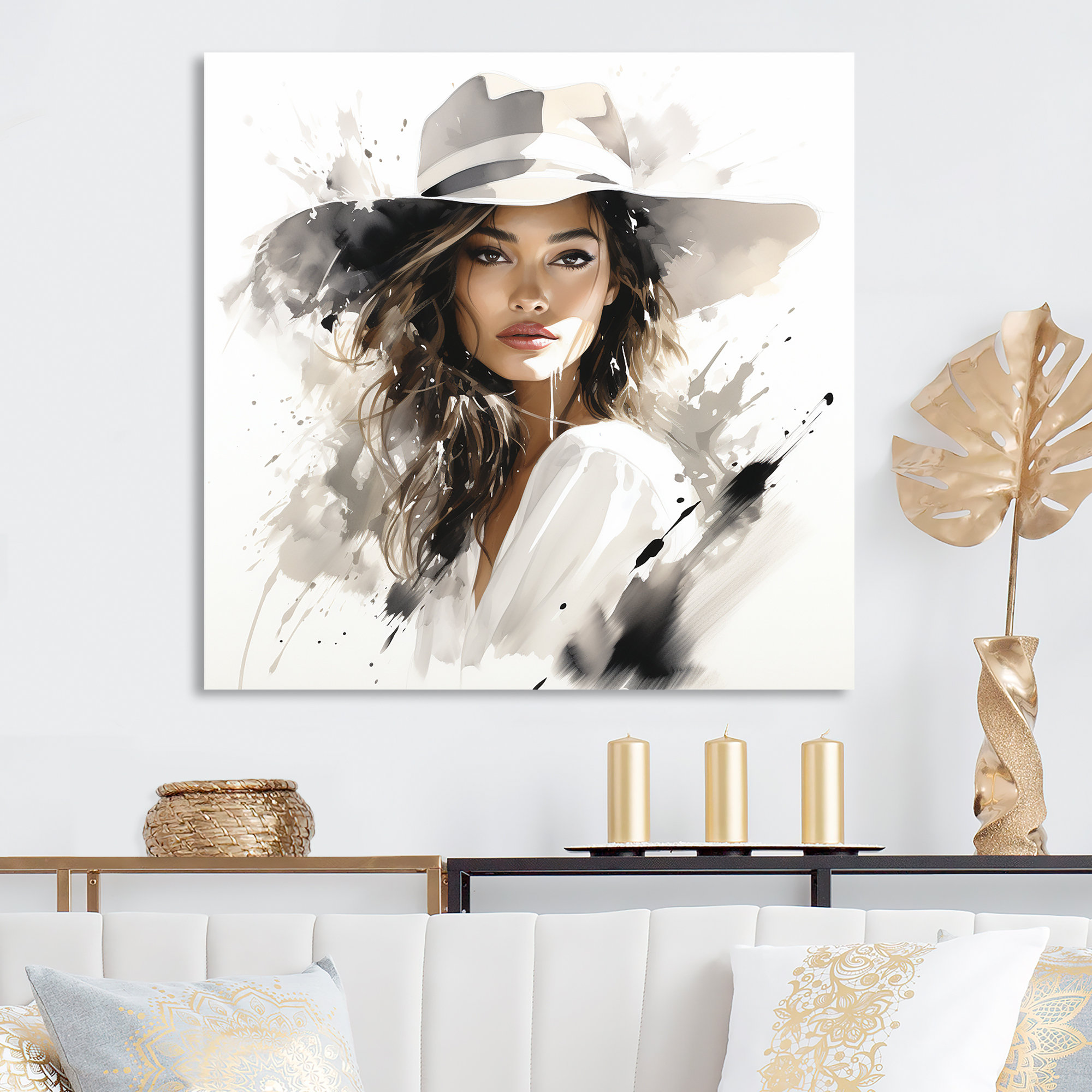 Ivy Bronx Black And White Fashion Top Model Woman - Fashion Woman Metal ...