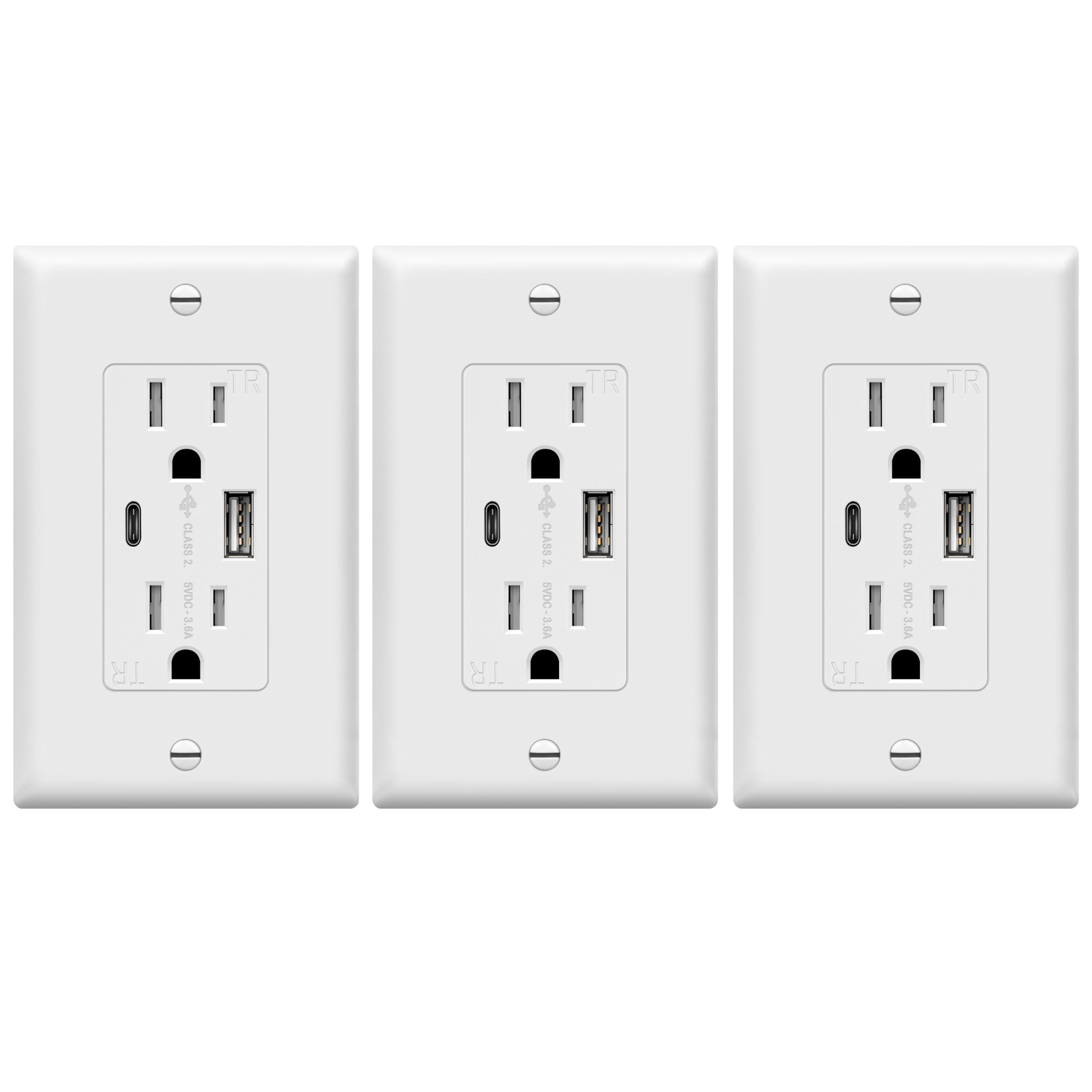 TOPGREENER USB Wall Outlet Charger, Type C and Type A, 15A Decorator ...