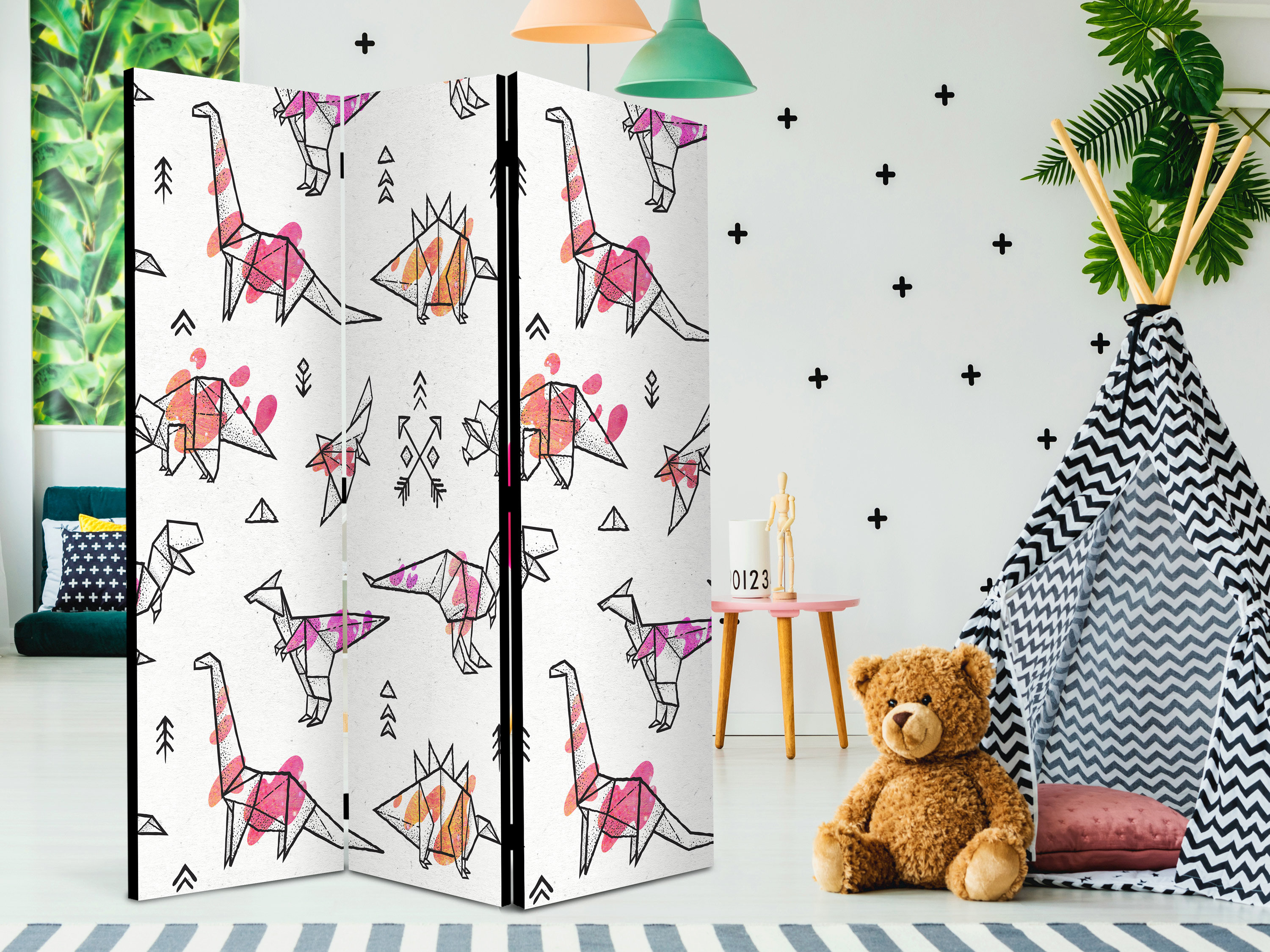 East Urban Home Karson Origami Dinosaurs Solid Wood Folding Room ...