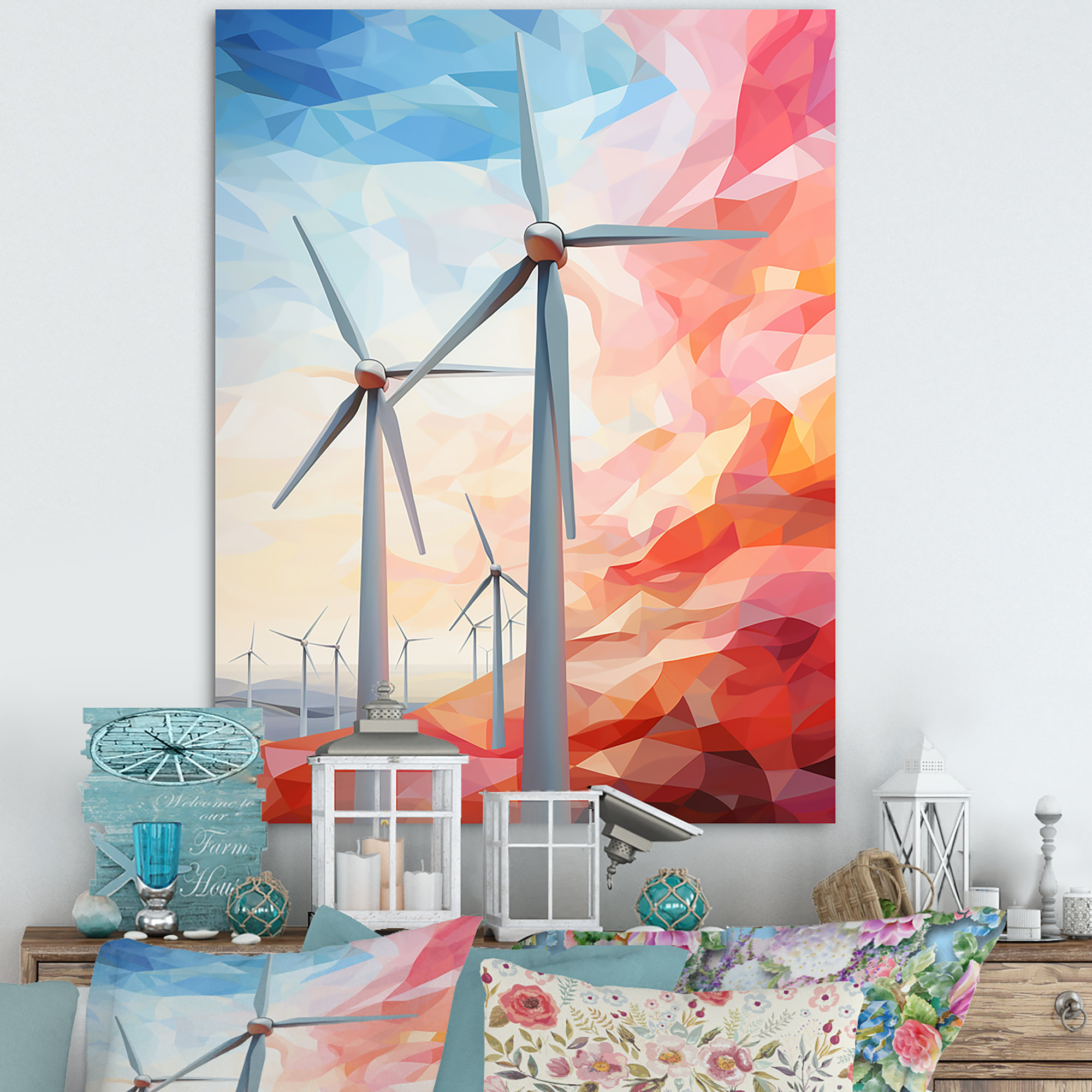 Design Art Minimalism Wind Turbines I On Canvas Print | Wayfair