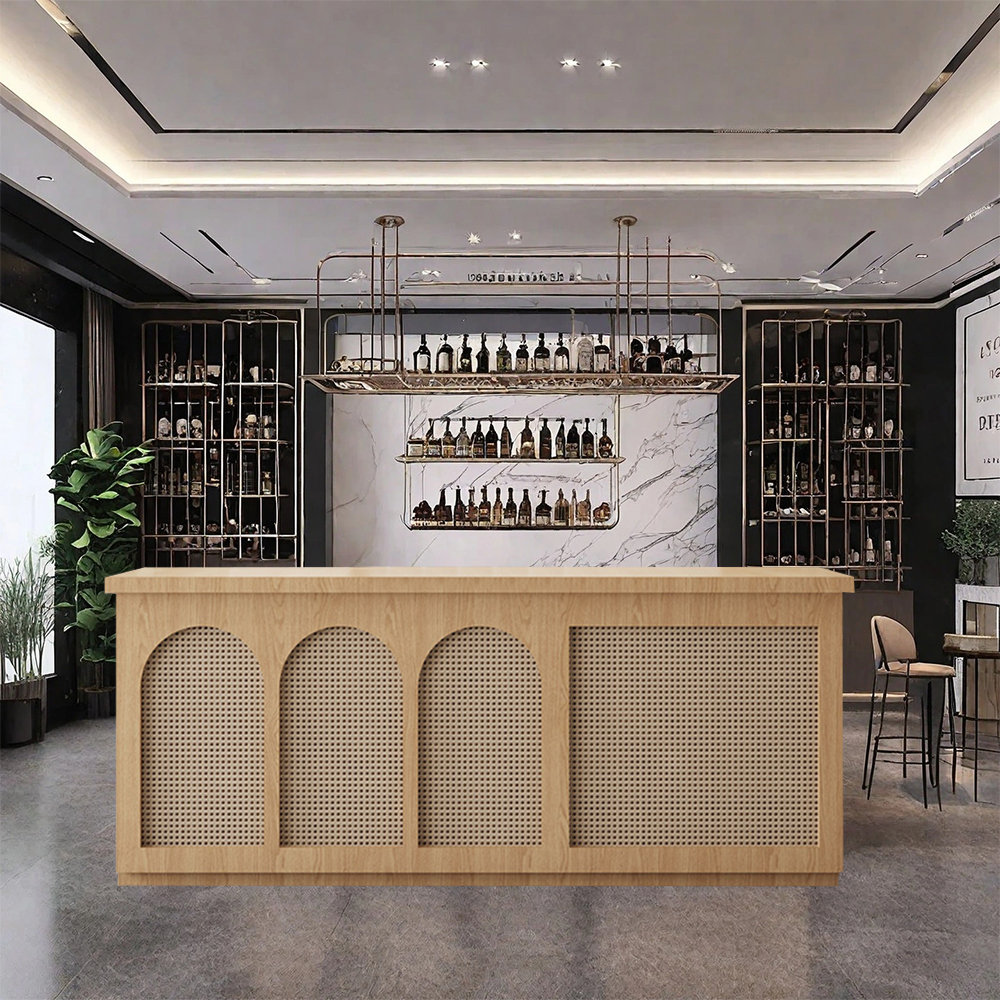 Bayou Breeze Single-Top Bar Counter with Open Storage and Glass Rack ...