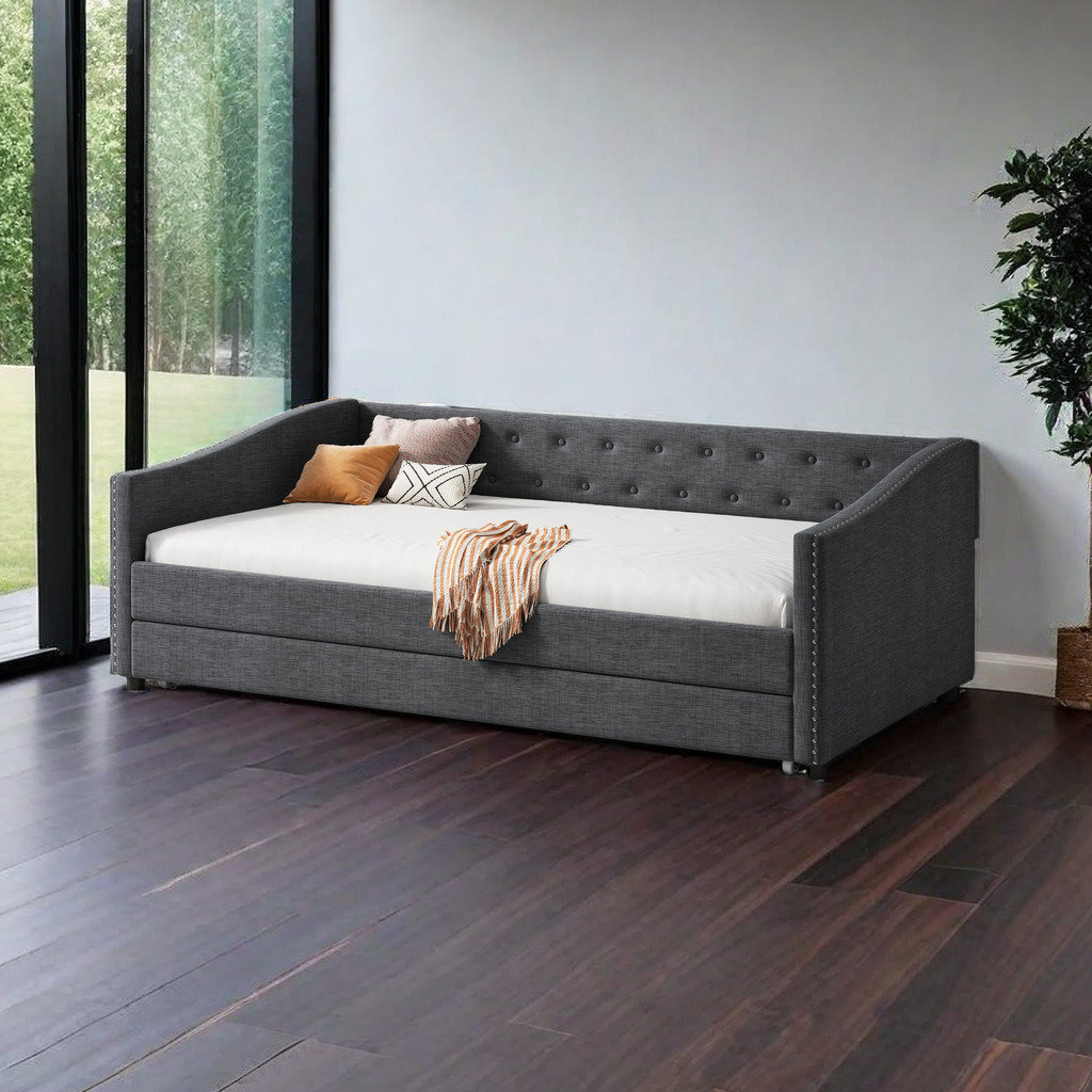 Red Barrel Studio® Daybed With Twin Size Trundle Upholstered Tufted ...